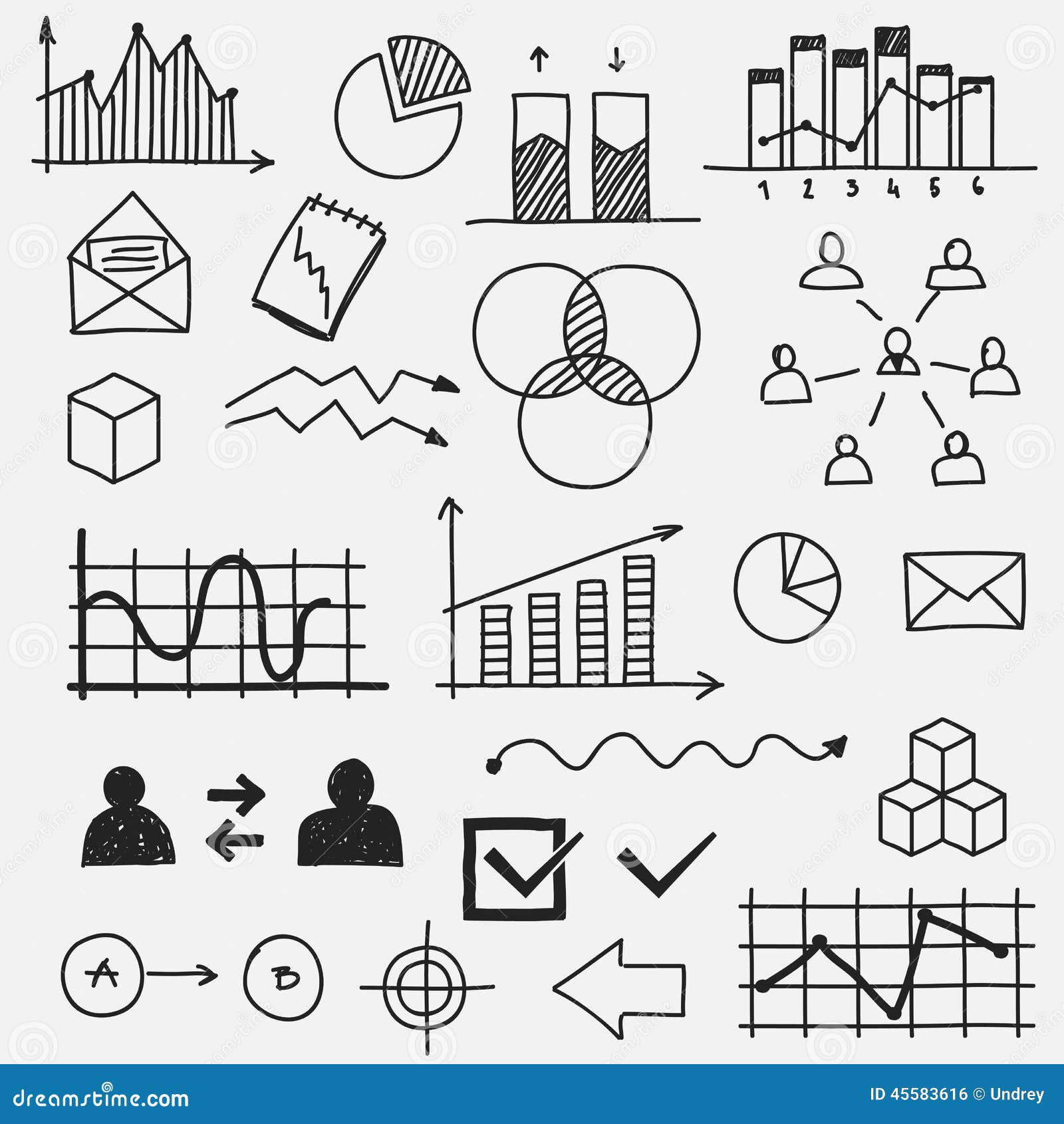 Hand Drawn Business Doodle Sketches Elements Stock Vector ...