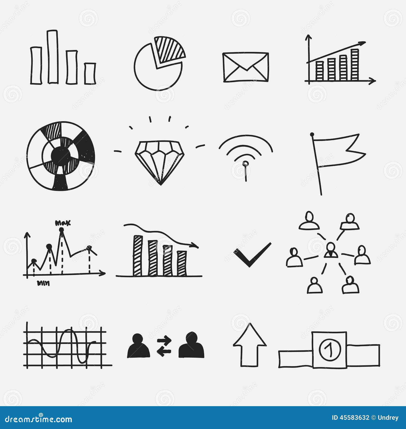 Business Doodle Icon. Hand Drawn Sketch. Coloring Page. Vector ...