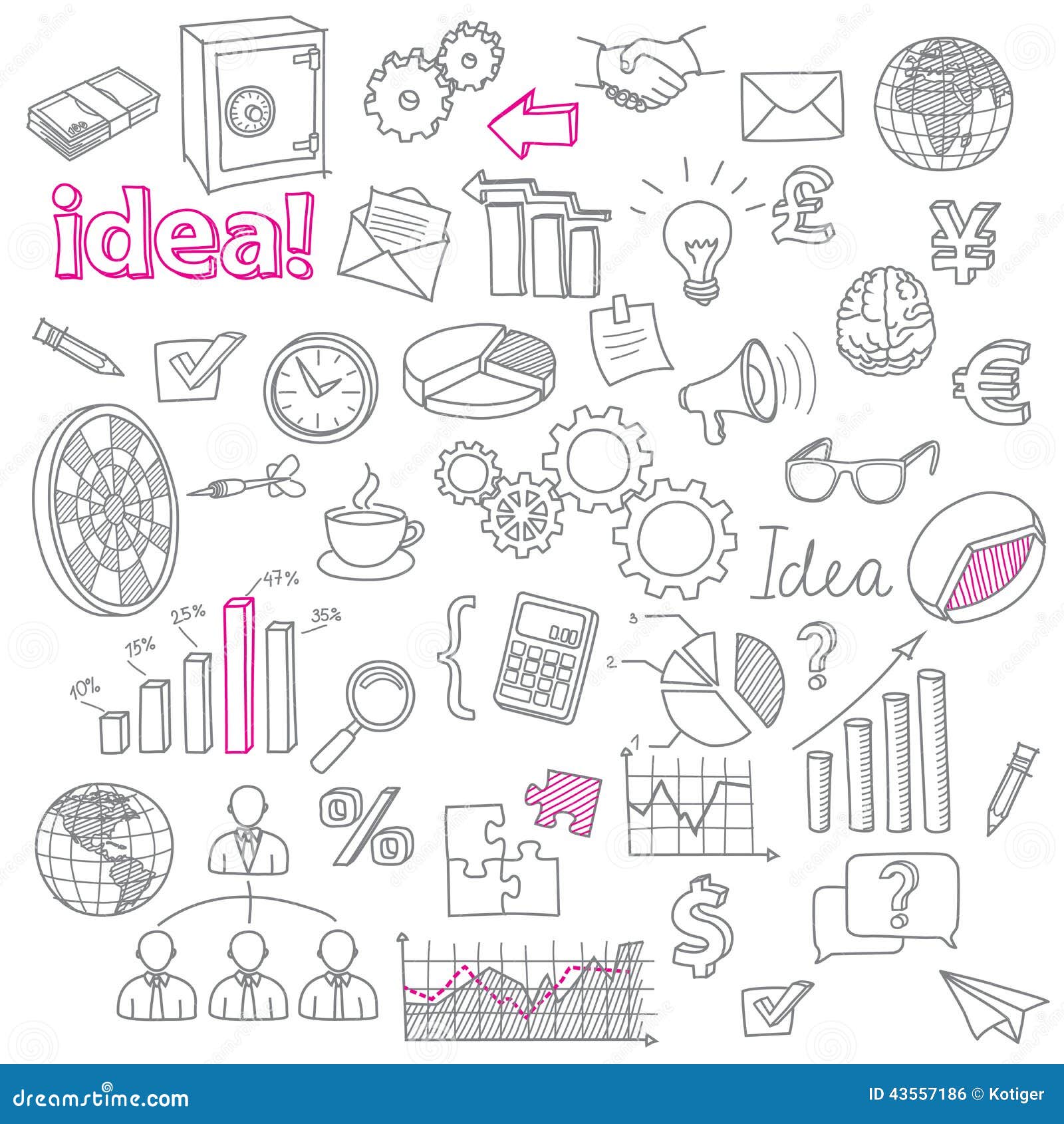 Hand Drawn Business Doodles Vector Set Stock Vector - Illustration of ...