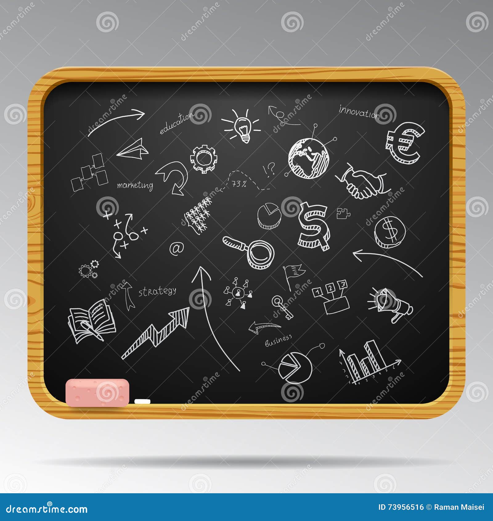 Hand Drawn Business Icons on Blackboard Stock Vector - Illustration of ...