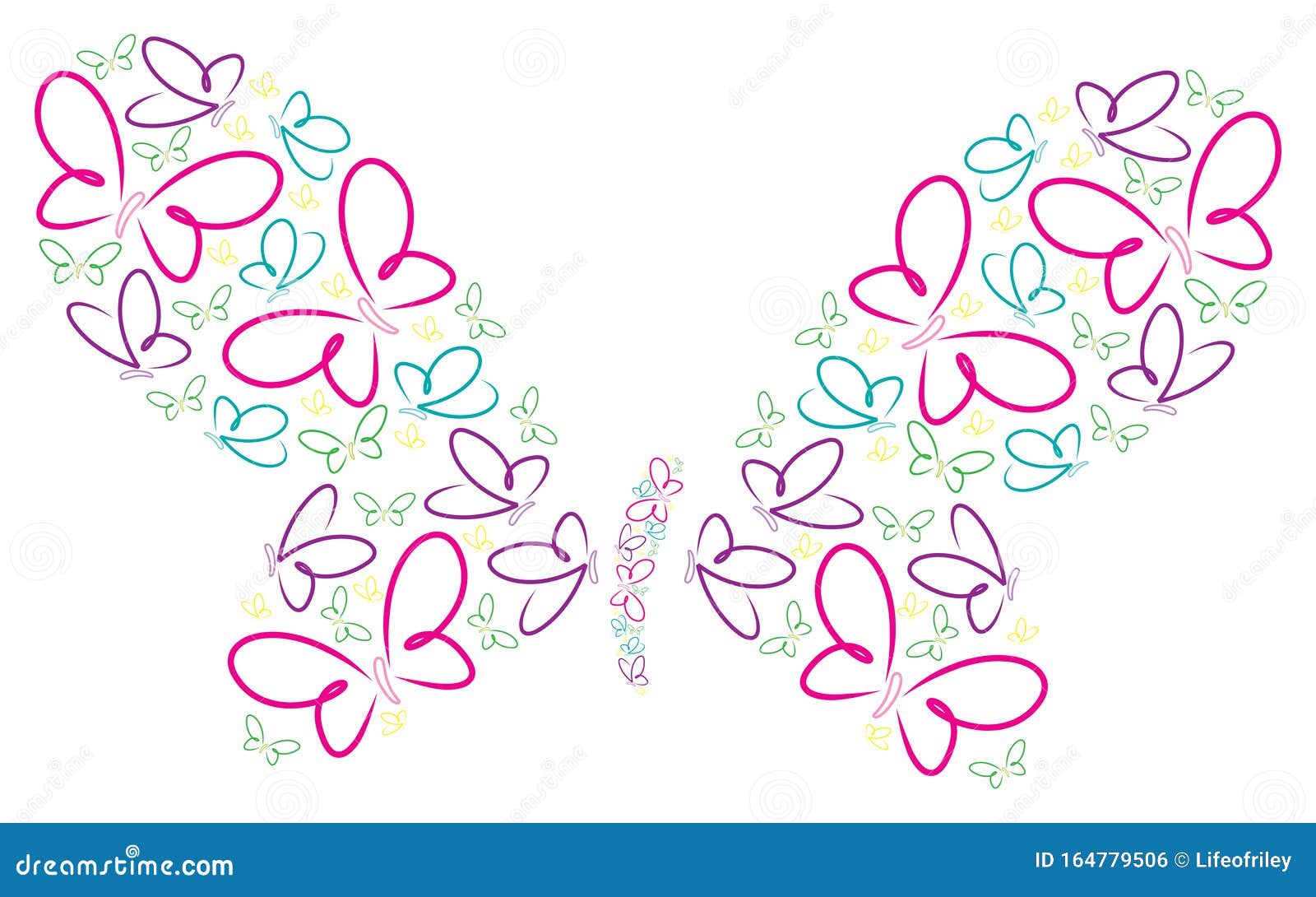 Hand Drawn Butterflies Shape Stock Vector - Illustration of draw, blue ...