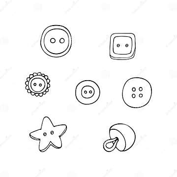 Hand-drawn Buttons. Top View of Various Garment Fasteners. Handmade ...