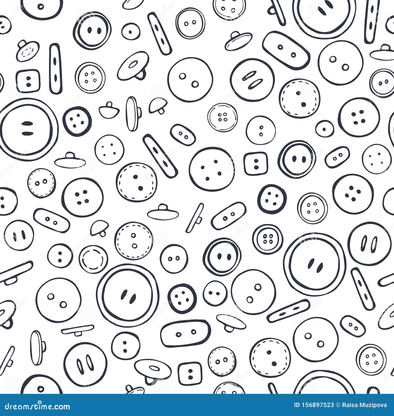 Hand Drawn Buttons. Vector Seamless Pattern Stock Vector - Illustration ...