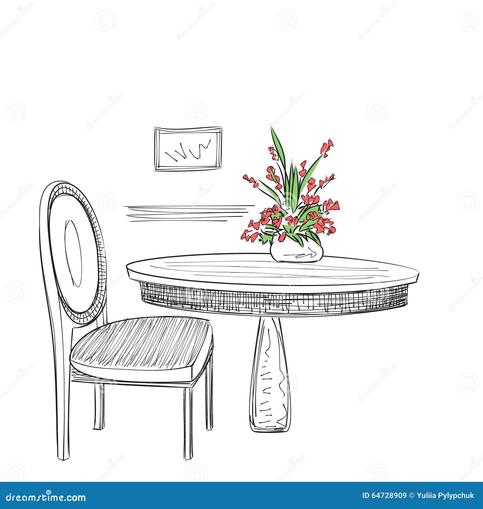 Hand drawn cafe interior stock vector. Illustration of architecture ...