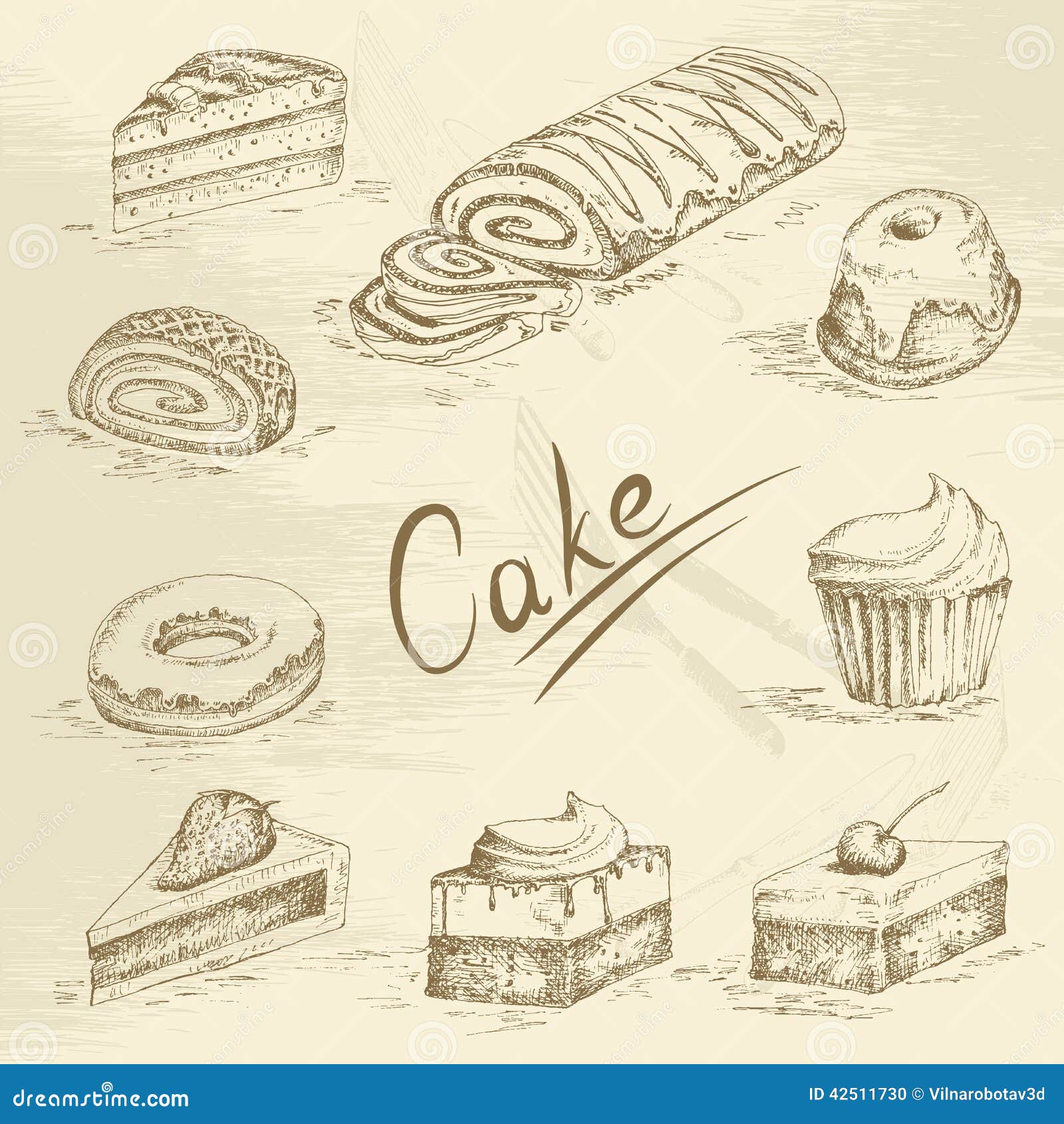 Hand drawn cake sketch stock vector. Illustration of vector - 42511730
