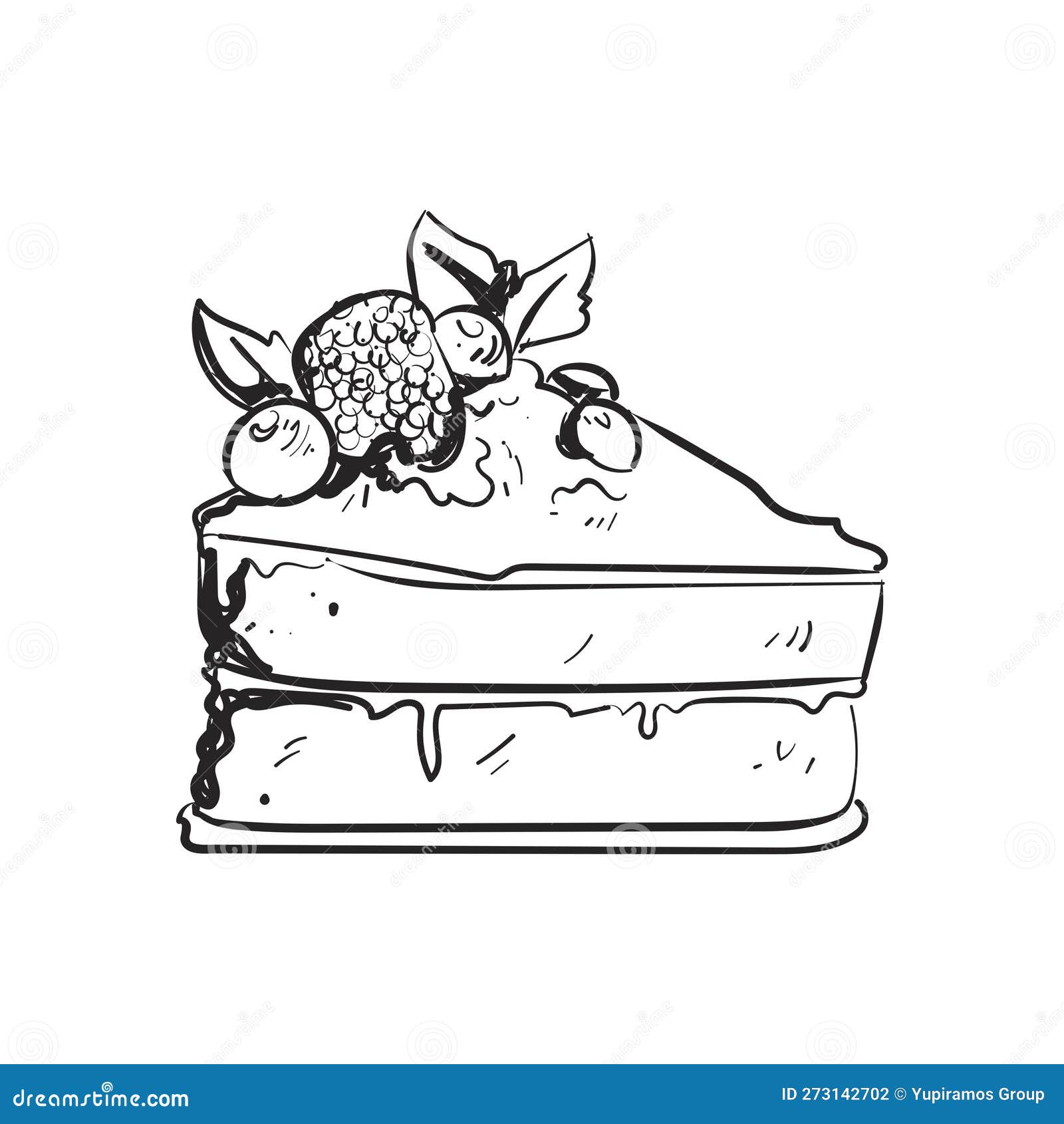 Hand drawn cake slice stock vector. Illustration of food - 273142702