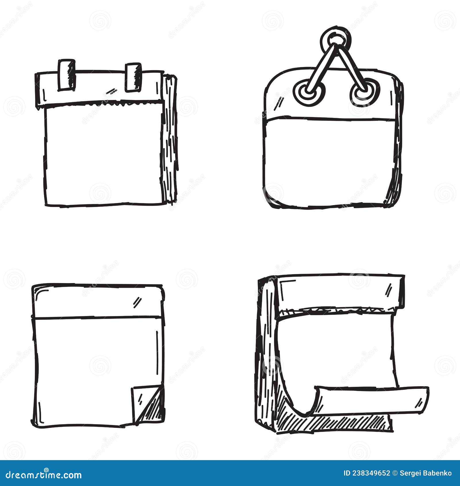 Hand Drawn Calendars in Doodle Style Isolated Stock Vector ...