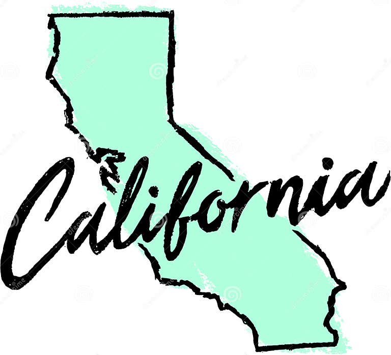 Hand Drawn California State Design Stock Vector - Illustration of state ...