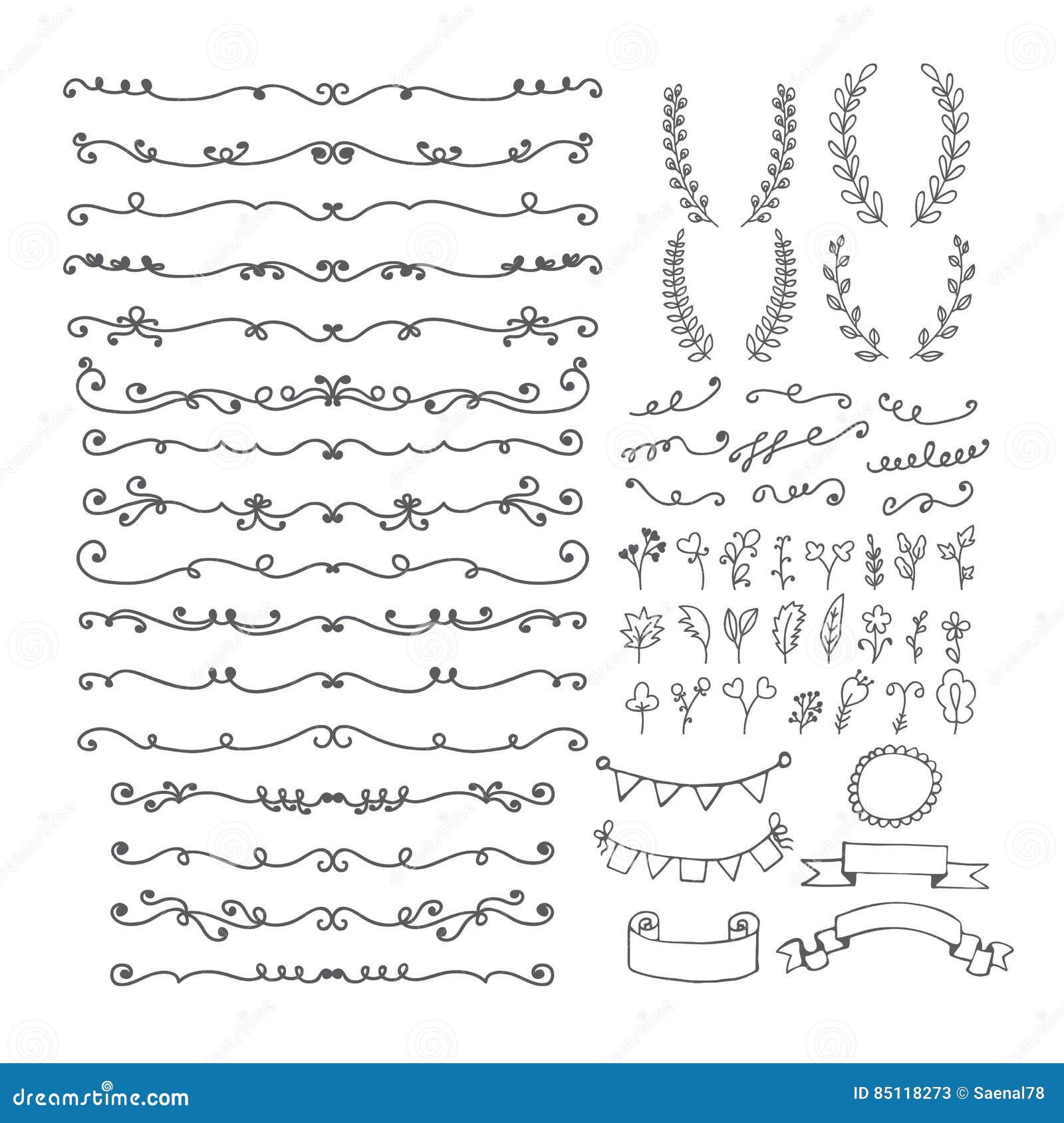 Hand Drawn Calligraphic Design Elements. Page Decoration Stock Vector ...