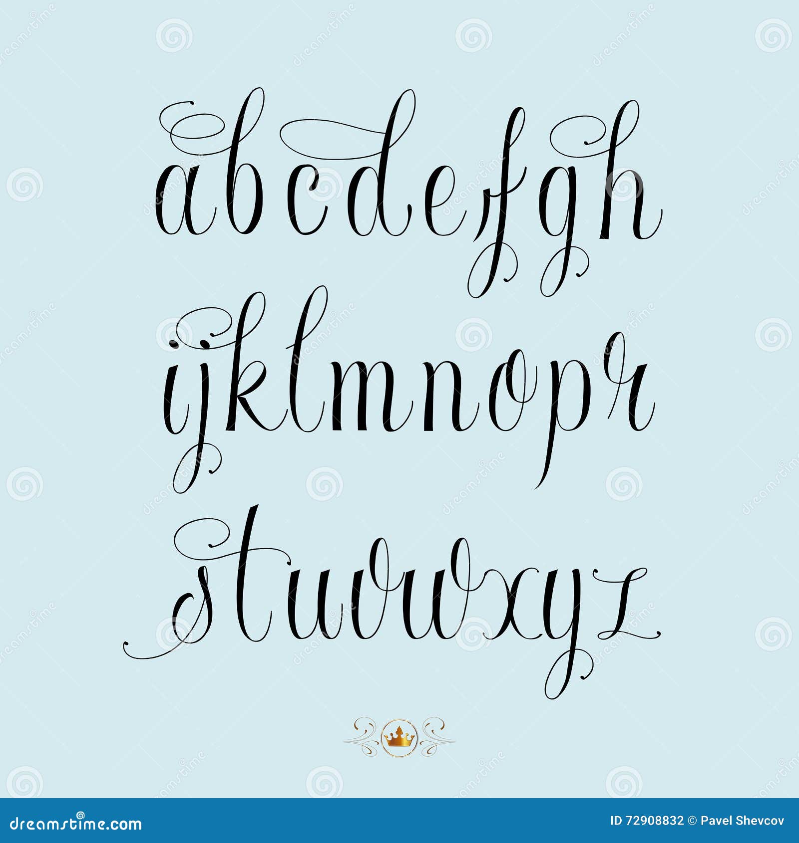 Hand Drawn Calligraphy Alphabet Set Stock Vector - Illustration of ...