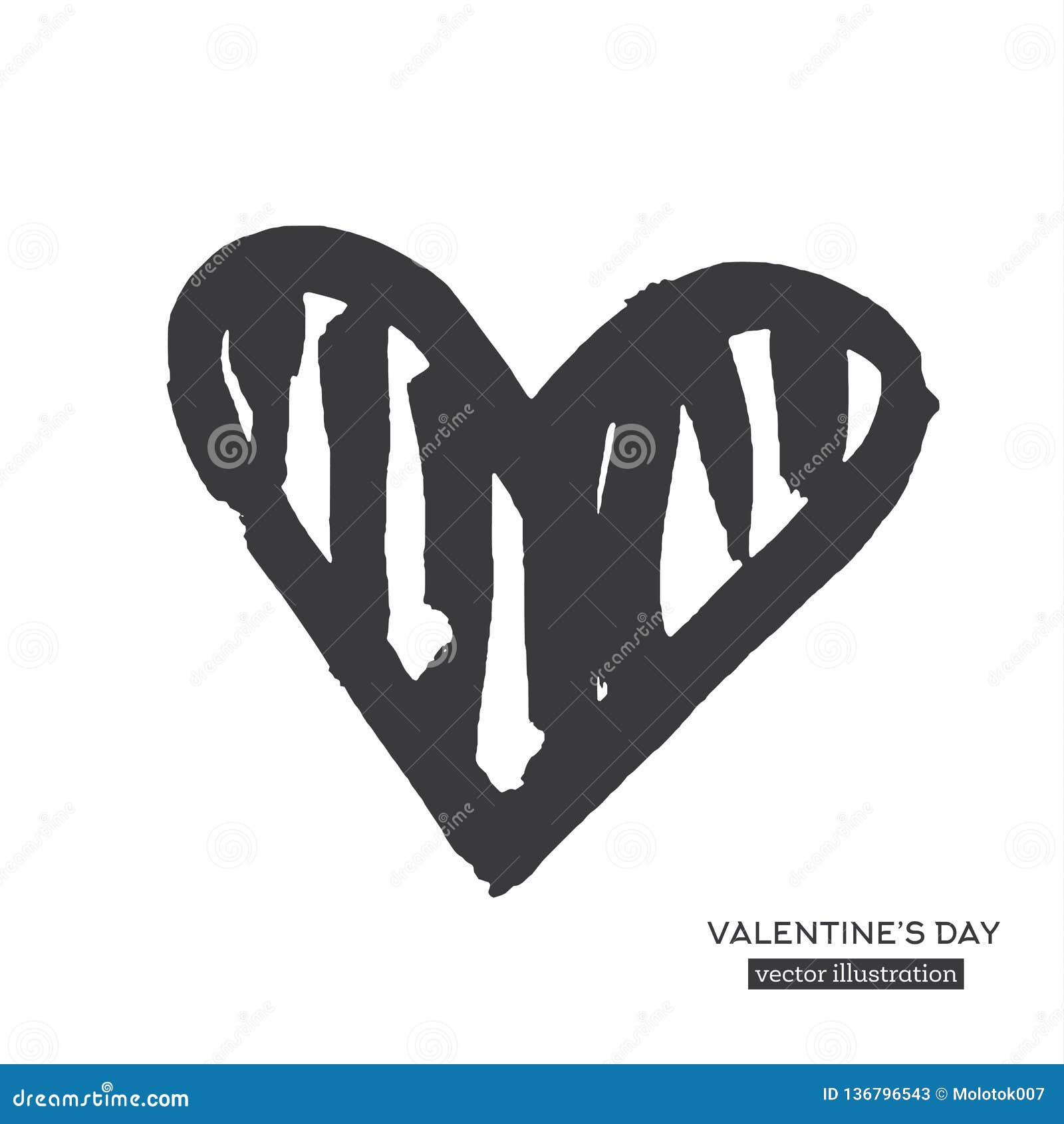 Hand Drawn Calligraphy Heart Isolated on White Background Stock Vector ...