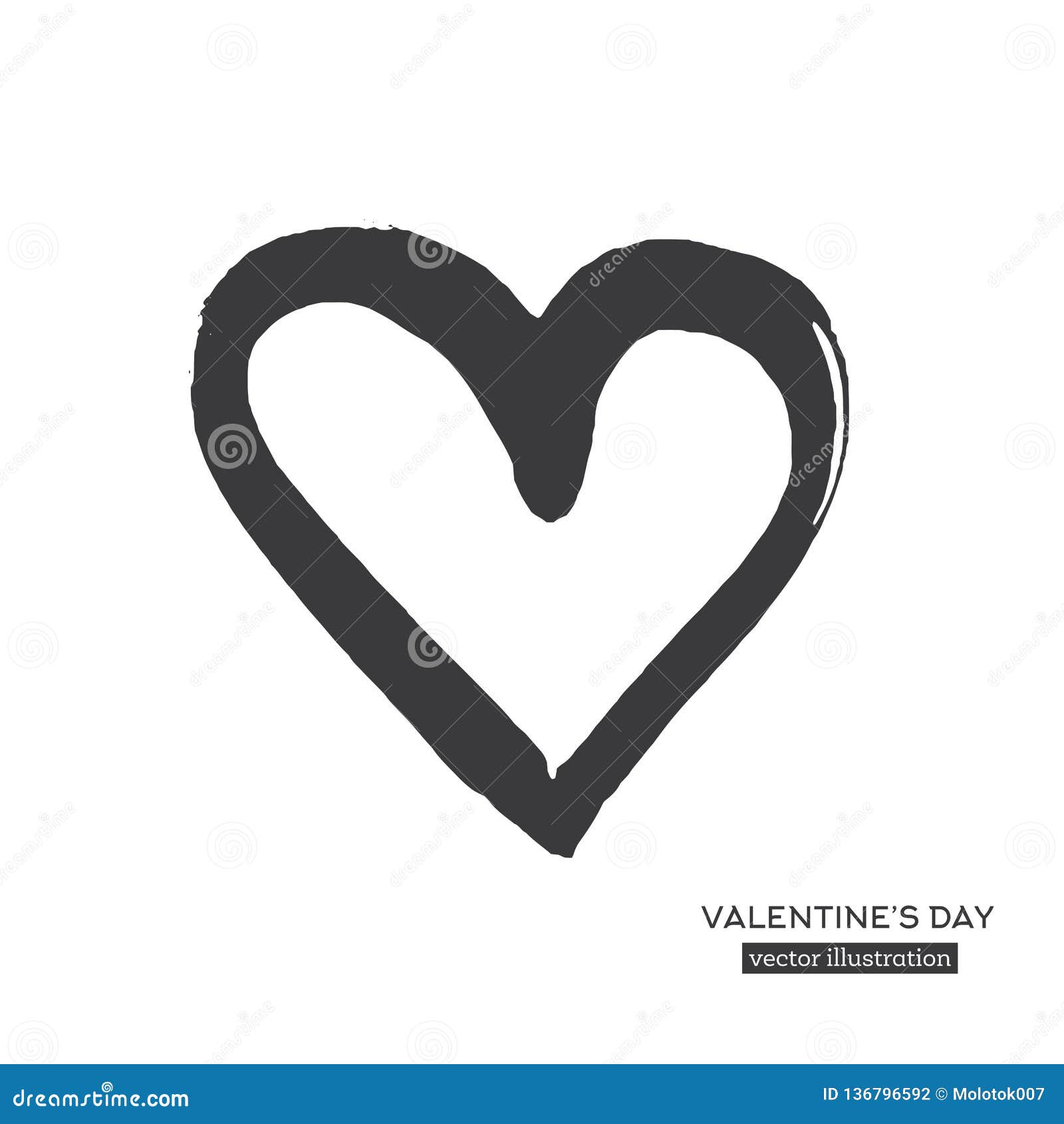 Hand Drawn Calligraphy Heart Isolated on White Background Stock Vector ...