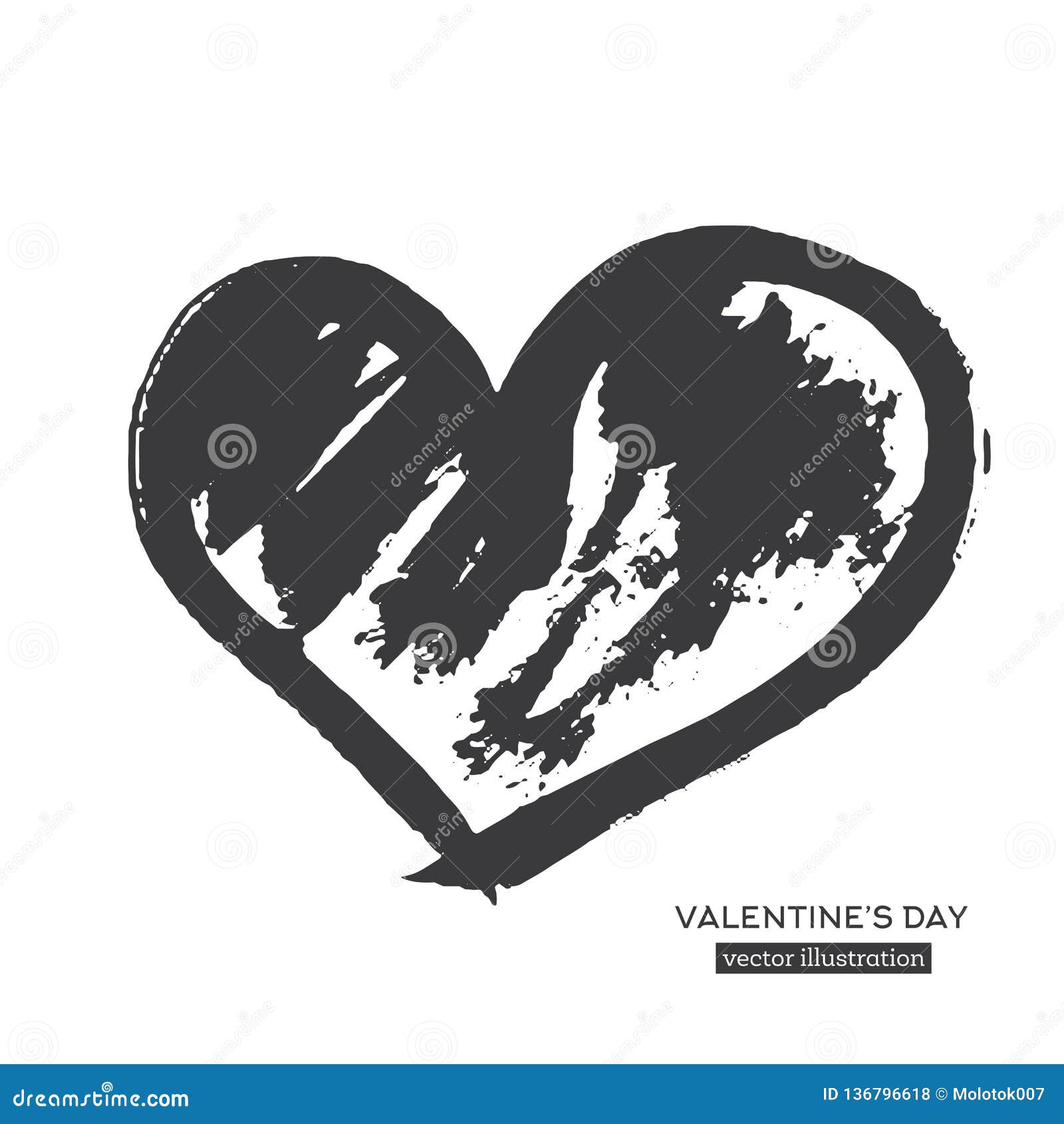 Hand Drawn Calligraphy Heart Isolated on White Background Stock Vector ...
