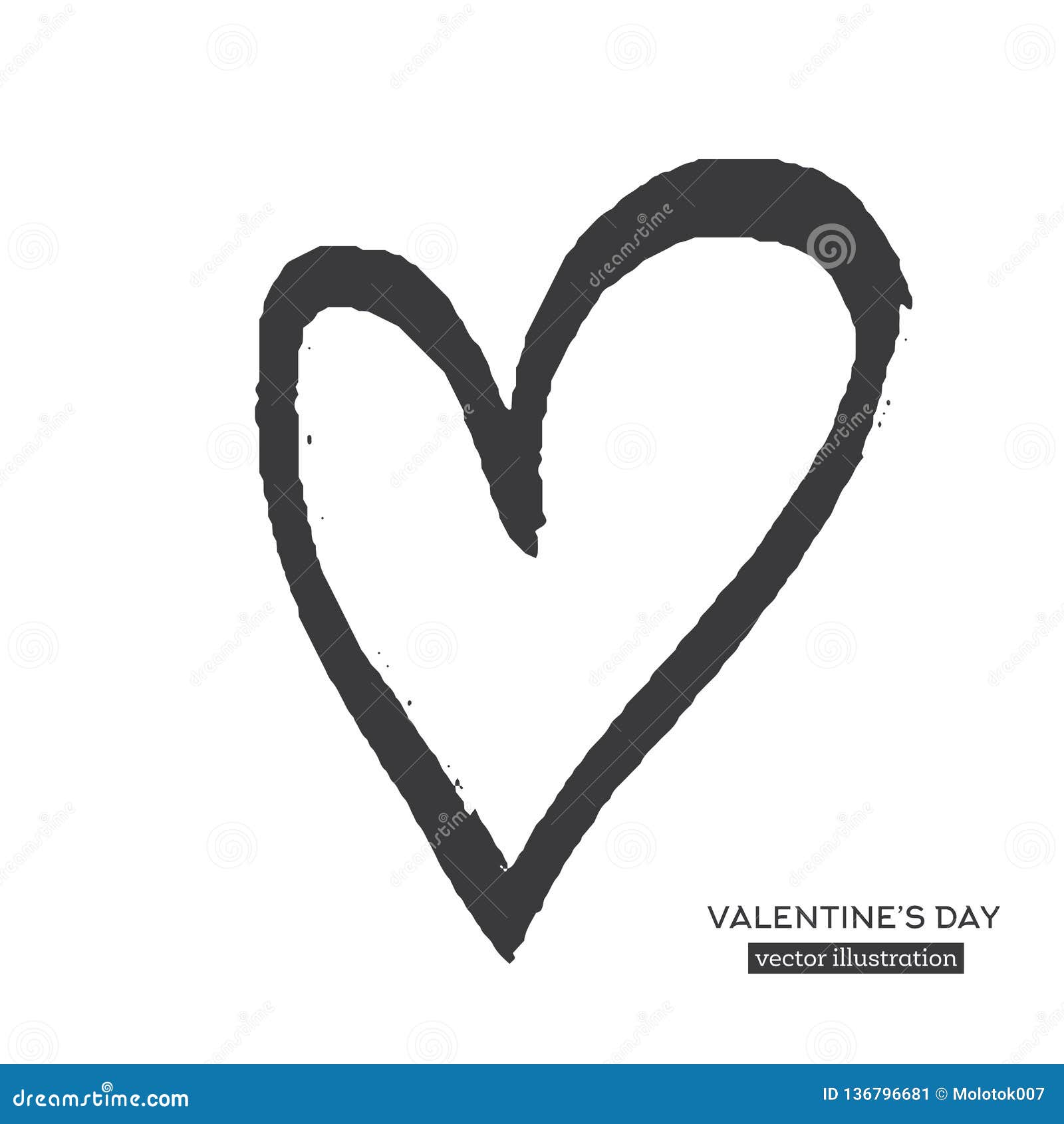 Hand Drawn Calligraphy Heart Isolated on White Background Stock Vector ...