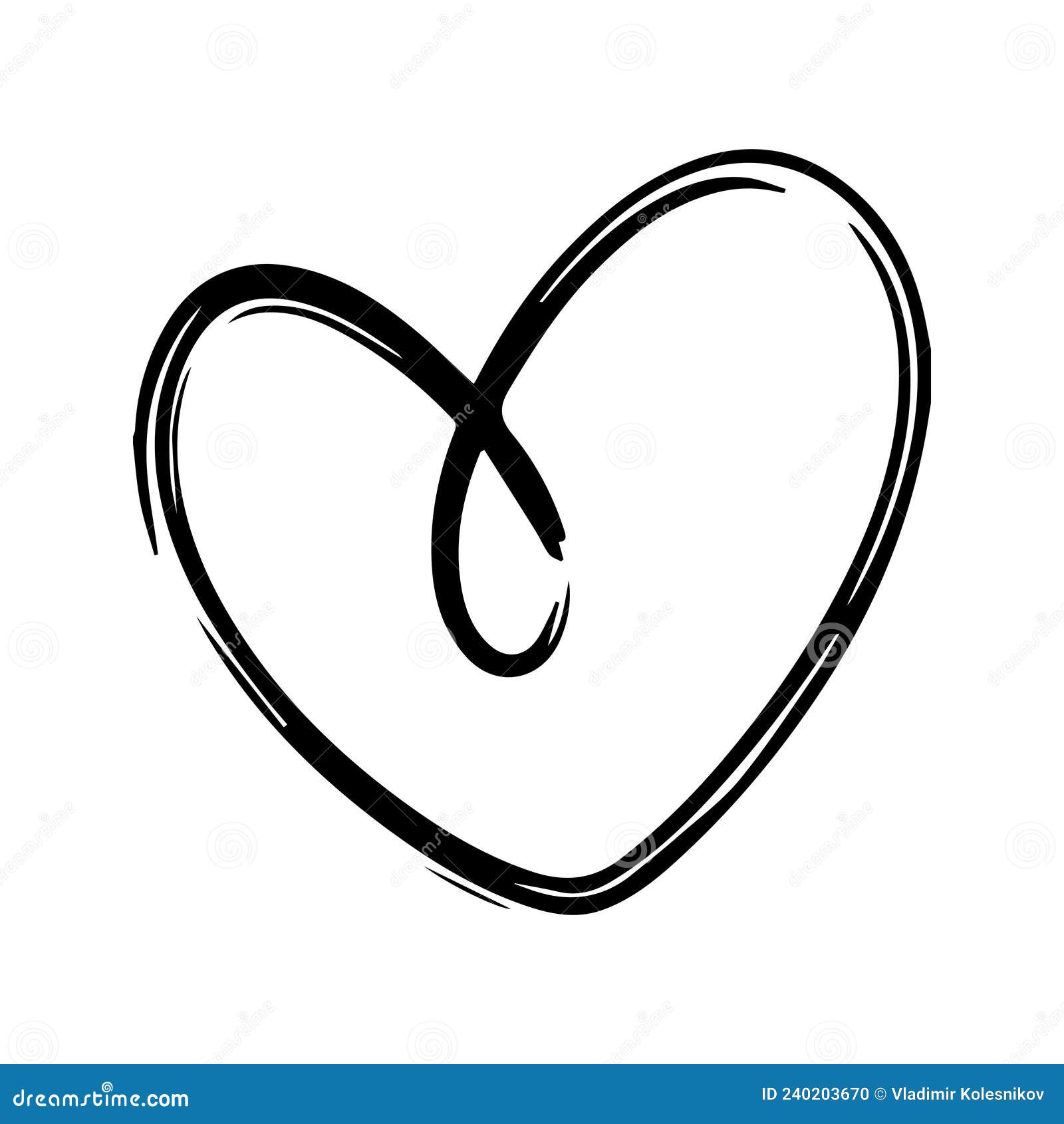 Hand Drawn Calligraphy Heart Isolated on White Background. Stock Vector ...