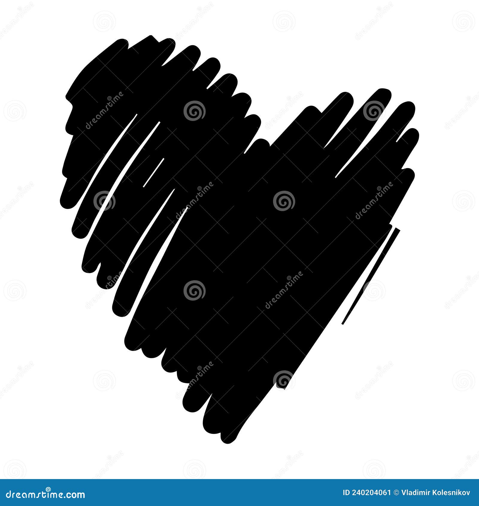 Hand Drawn Calligraphy Heart Isolated on White Background. Stock Vector ...