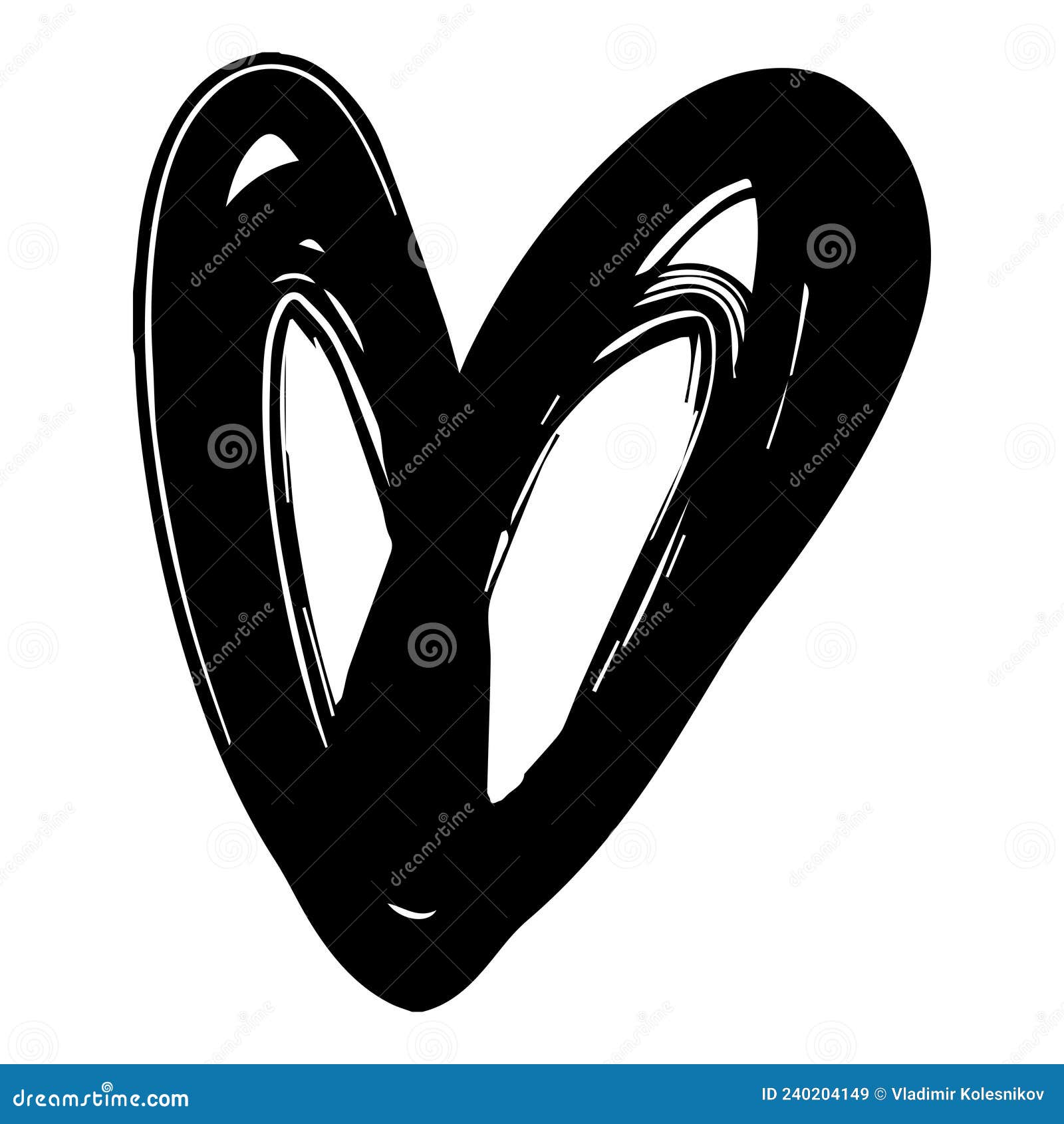 Hand Drawn Calligraphy Heart Isolated on White Background. Stock Vector ...