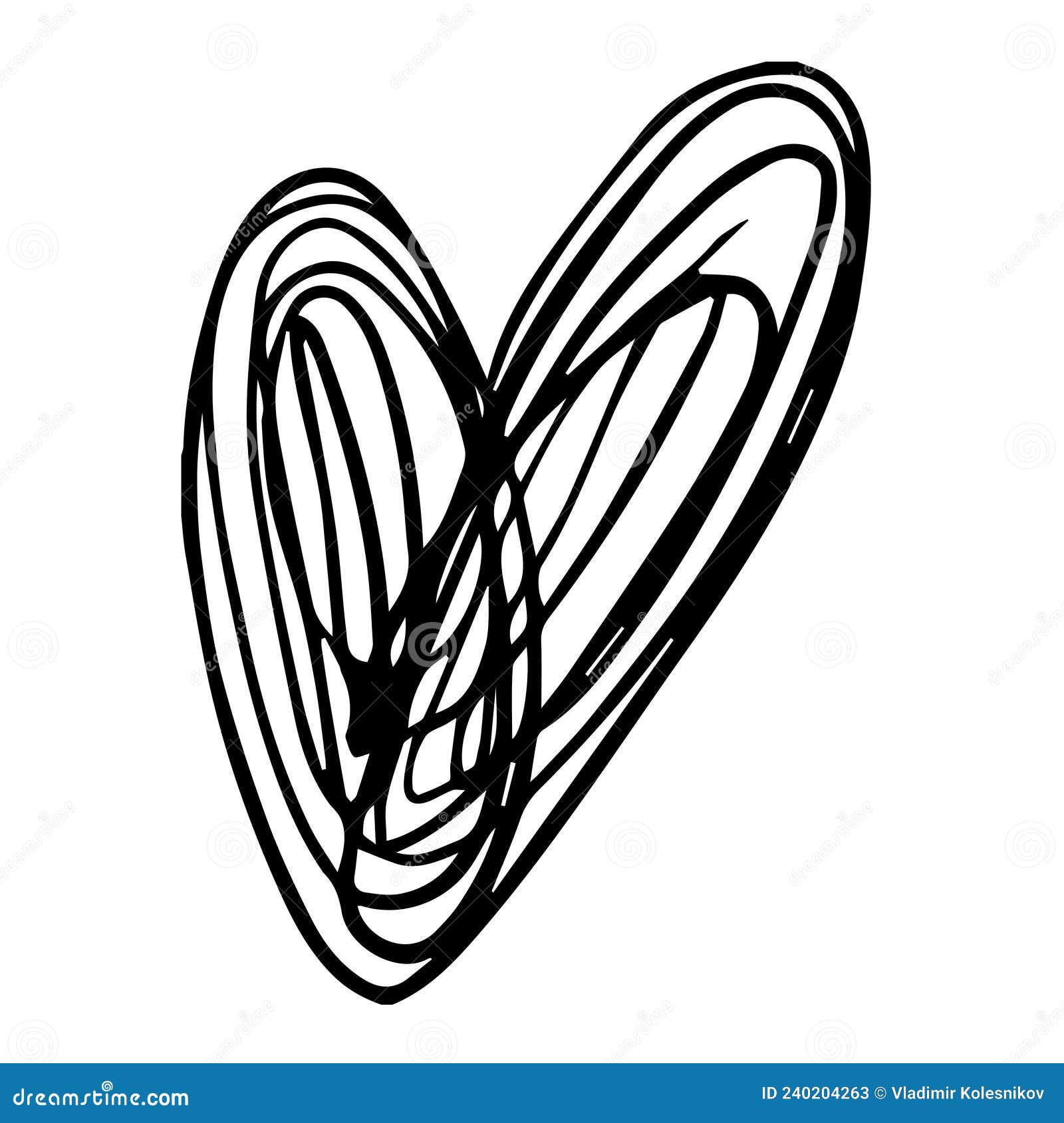 Hand Drawn Calligraphy Heart Isolated on White Background. Stock Vector ...