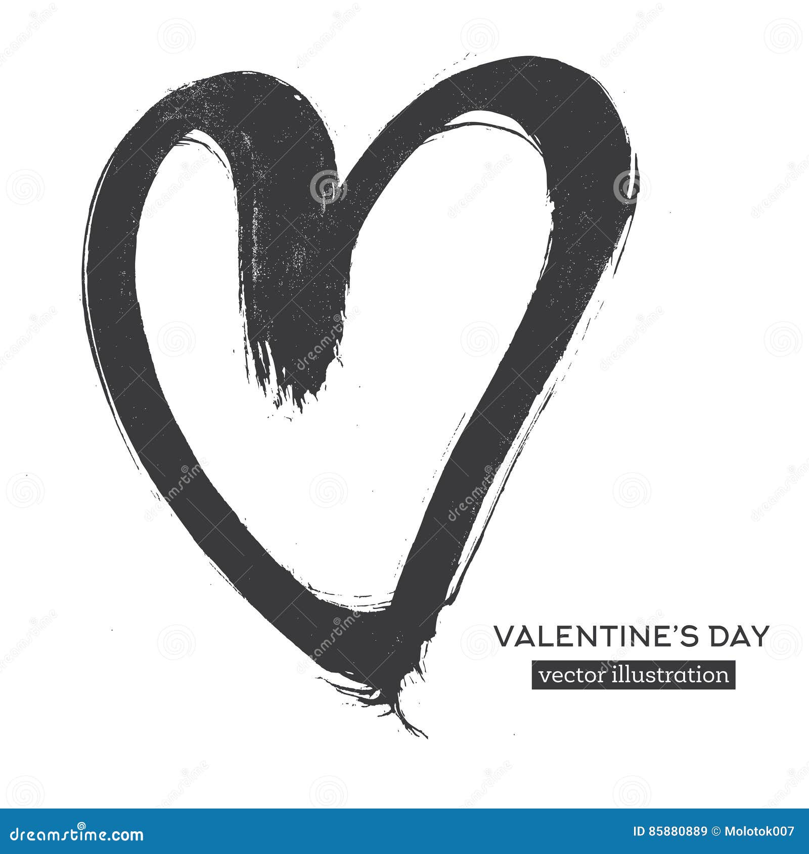 Hand Drawn Calligraphy Heart Isolated on White Background. Stock Vector ...