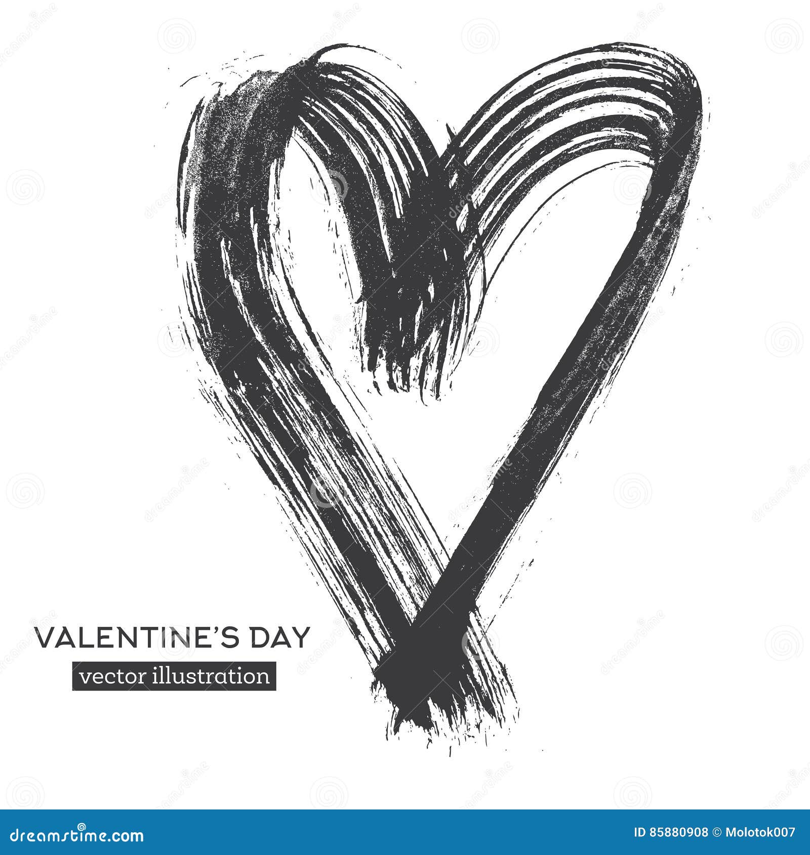 Hand Drawn Calligraphy Heart Isolated on White Background. Stock Vector ...