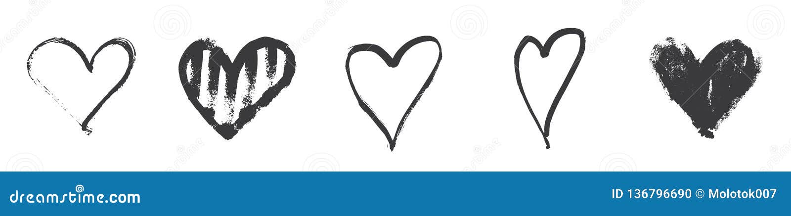 Hand Drawn Calligraphy Heart Set Isolated on White Background Stock ...