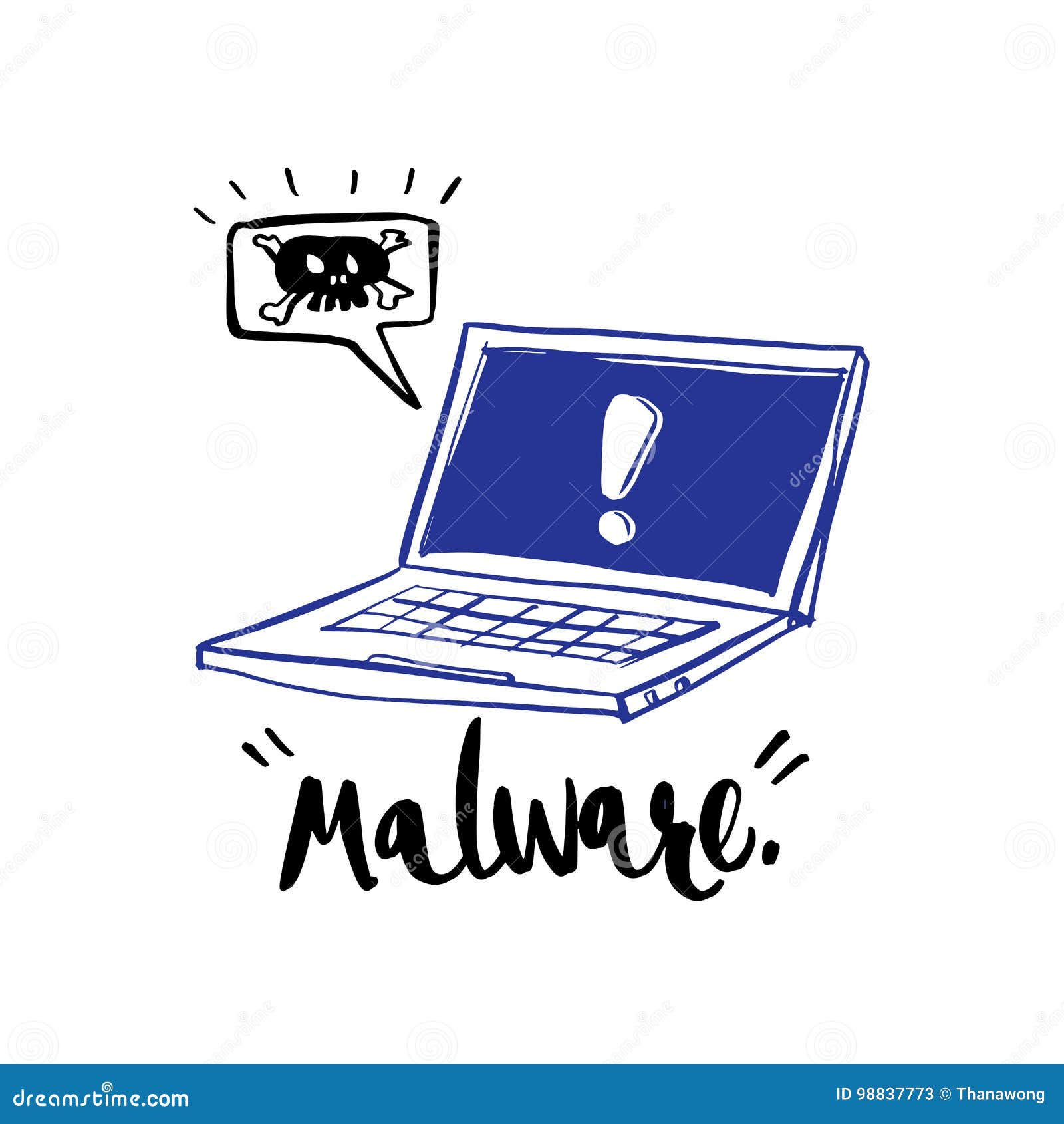 Hand Drawn Calligraphy about Notification Alert, Malware and Com Stock ...