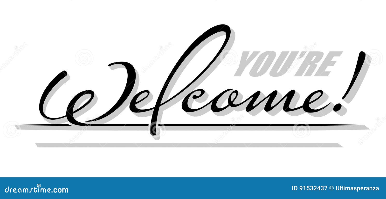 Underscore Handwritten Text "Welcome" with Shadow. Hand Drawn ...