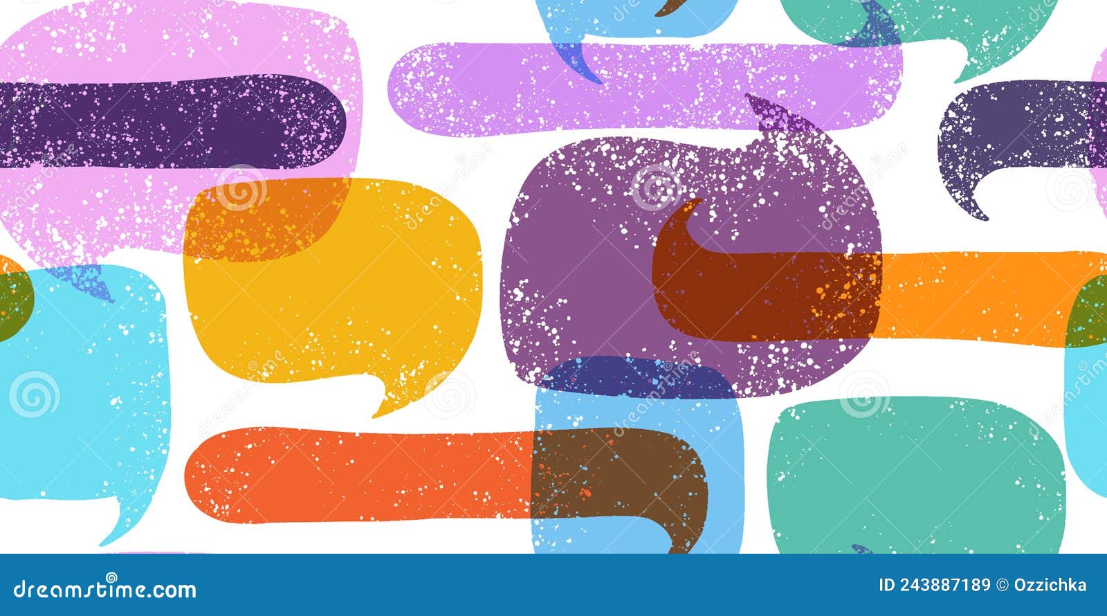 Hand Drawn Callout Clouds As Background Motif. Vector Seamless Pattern ...