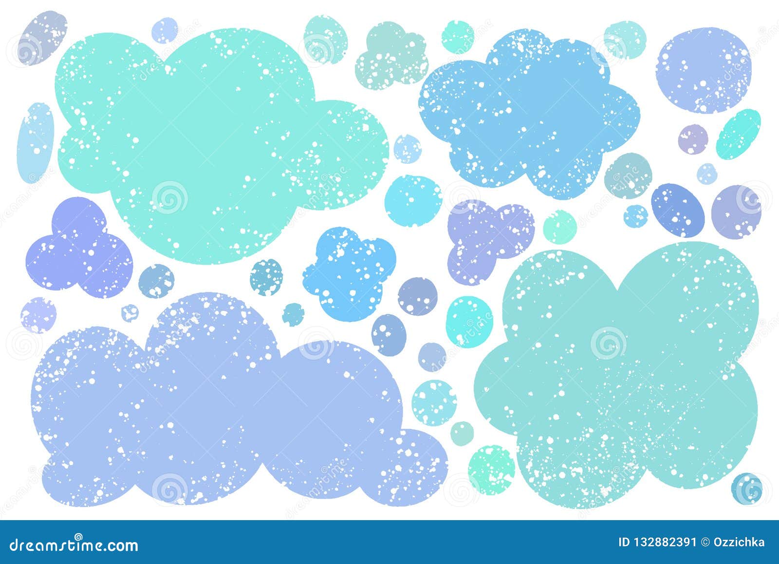 Hand Drawn Callout Clouds for Backdrops. Vector Textured Multi Color ...