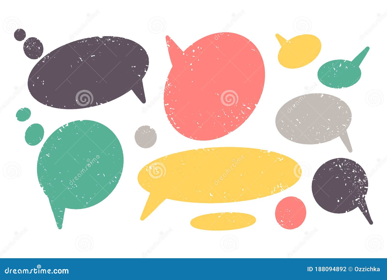 Hand Drawn Callout Clouds. Speech Bubbles Various Shapes and Colors ...