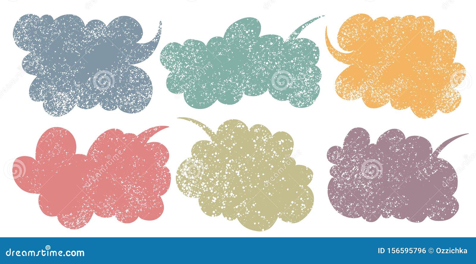 Hand Drawn Callout Clouds. Speech Bubbles Various Shapes and Colors ...