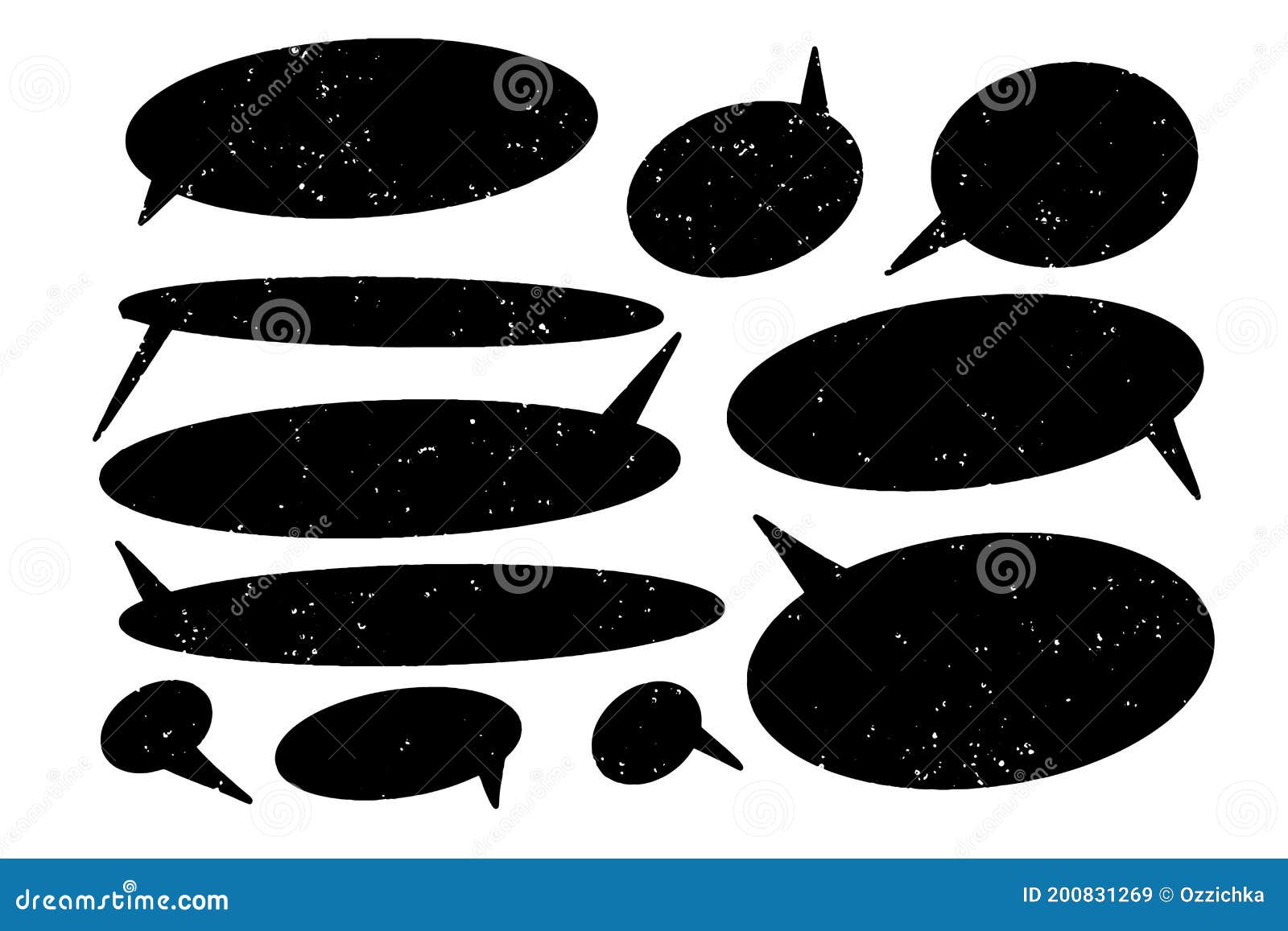 Hand Drawn Callout Clouds Various Round Shapes for Backdrops. Vector ...