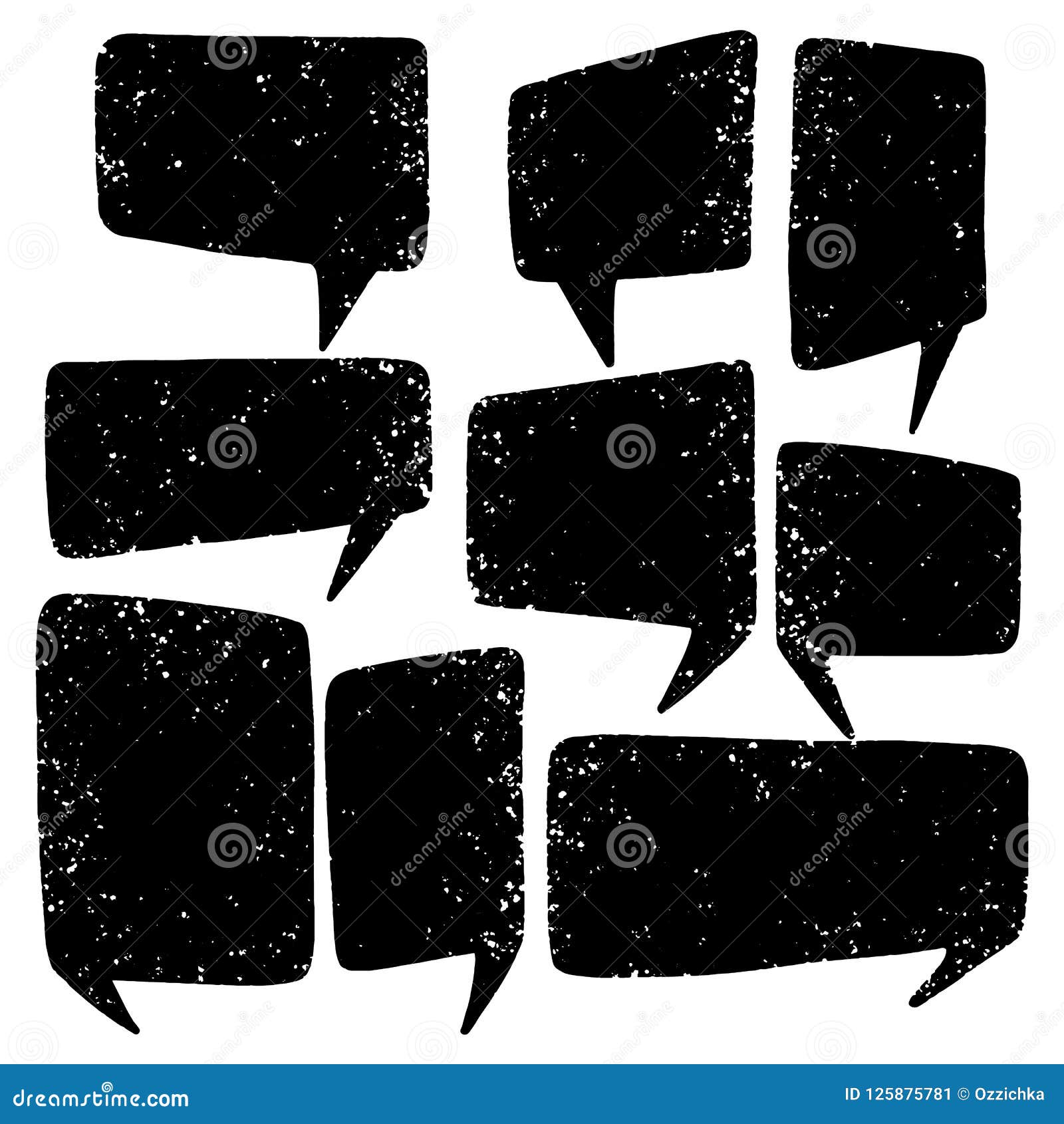 Hand Drawn Callout Clouds Various Shapes for Backdrops. Vector Textured ...