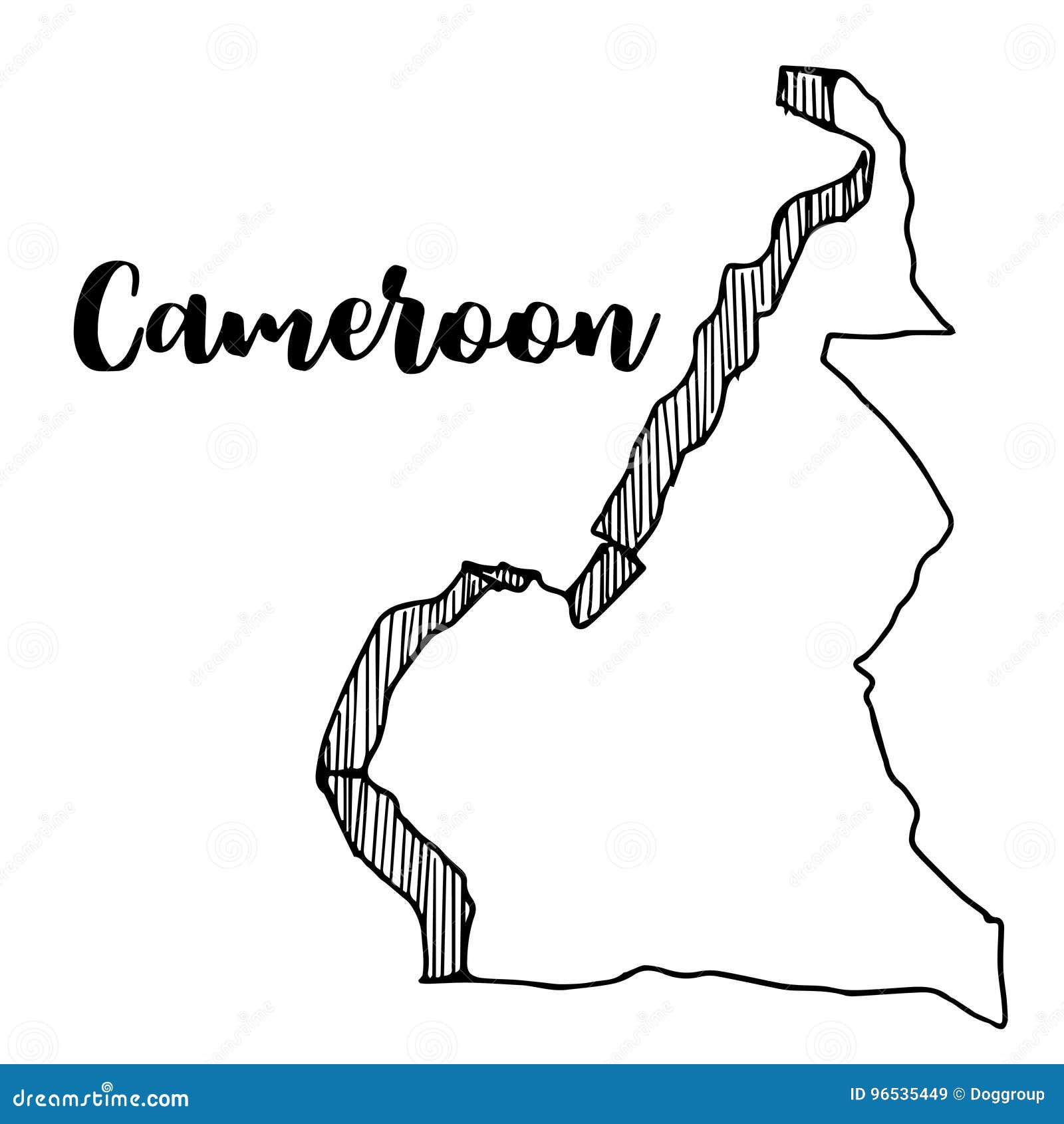 Hand drawn of Cameroon map stock illustration. Illustration of shape ...
