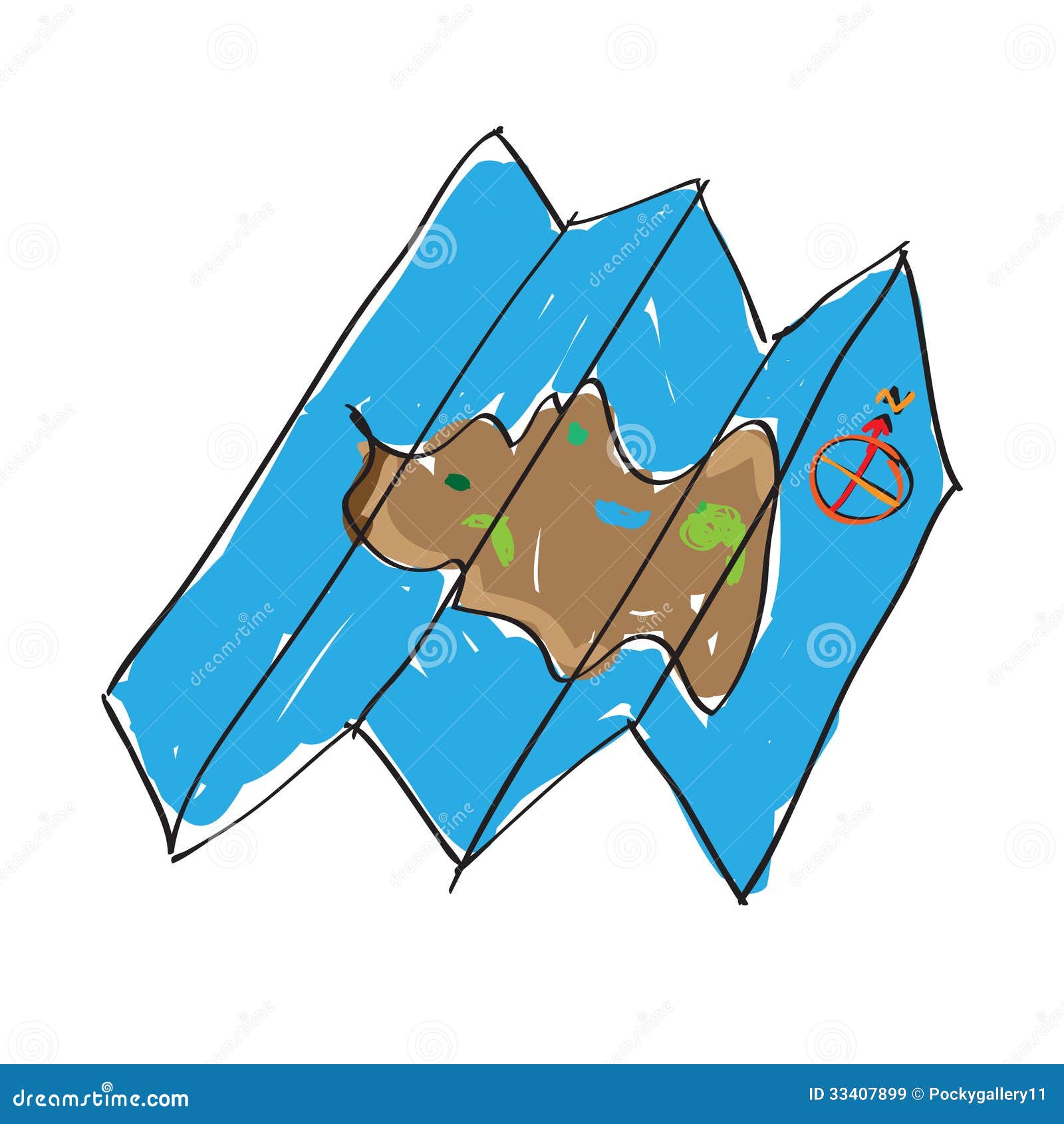 Hand drawn camping map stock vector. Illustration of aged - 33407899