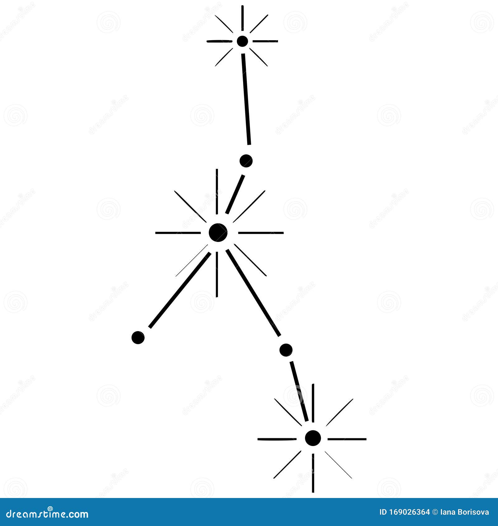 Hand Drawn Cancer Constellation On A White Background Astronomical