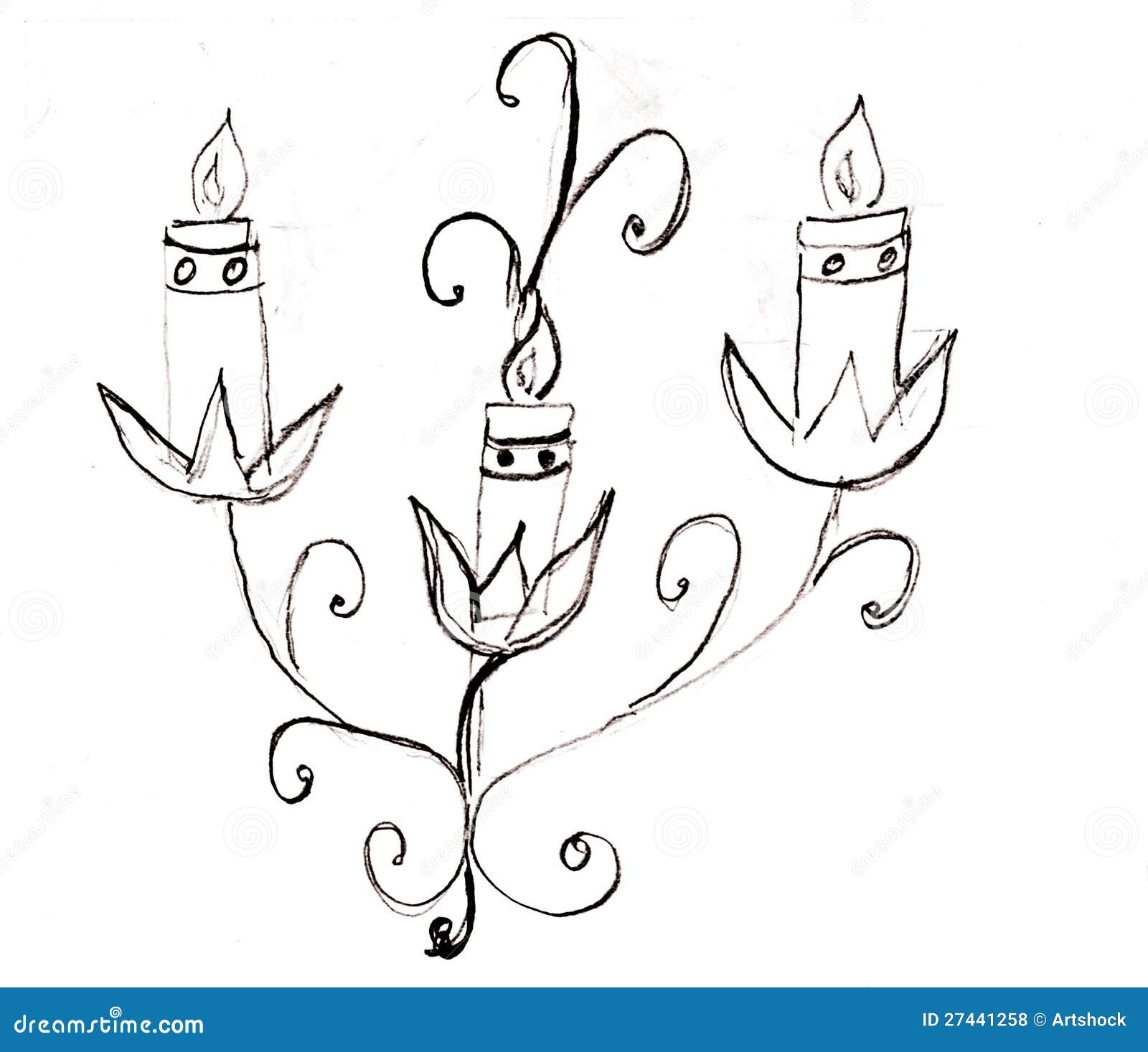 Hand drawn candle stock illustration. Illustration of naive - 27441258