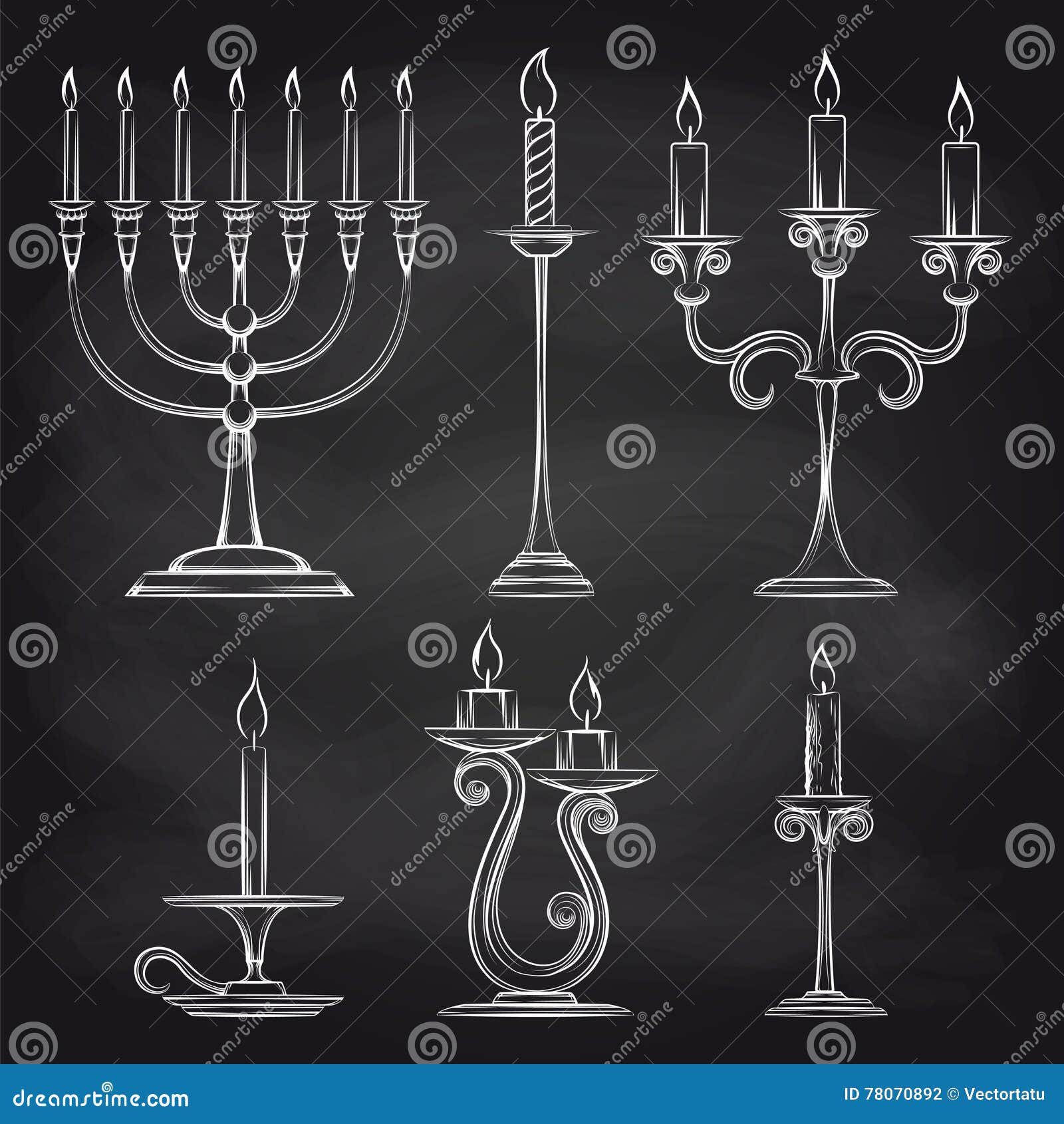 Hand Drawn Candles Set on Chalkboard Stock Vector - Illustration of ...