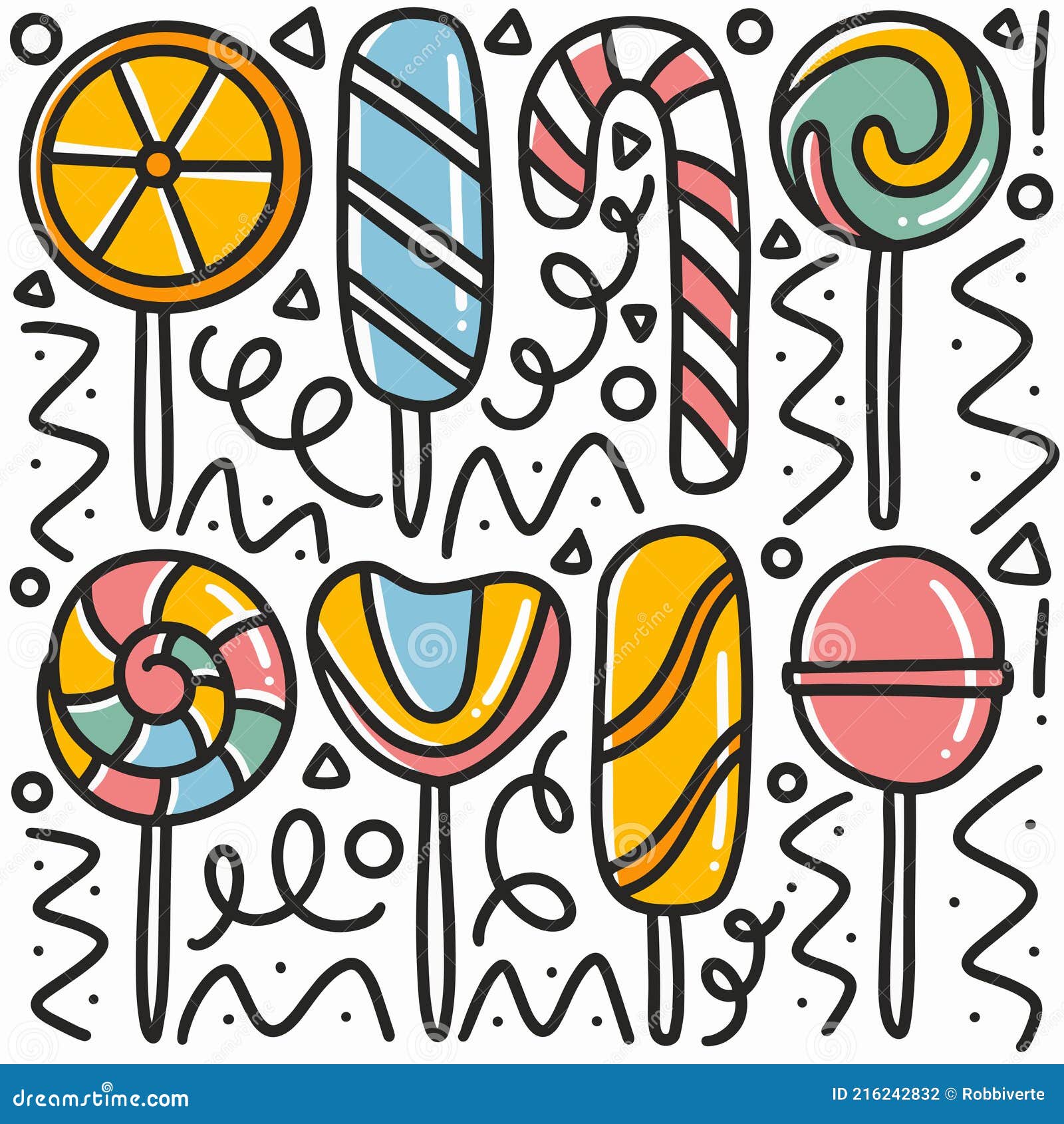 Hand Drawn Candy Doodle Set Stock Vector - Illustration of clipart ...