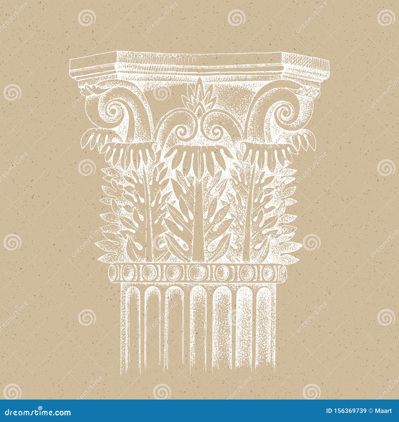 Hand Drawn Capital of the Corinthian Order Stock Vector - Illustration ...