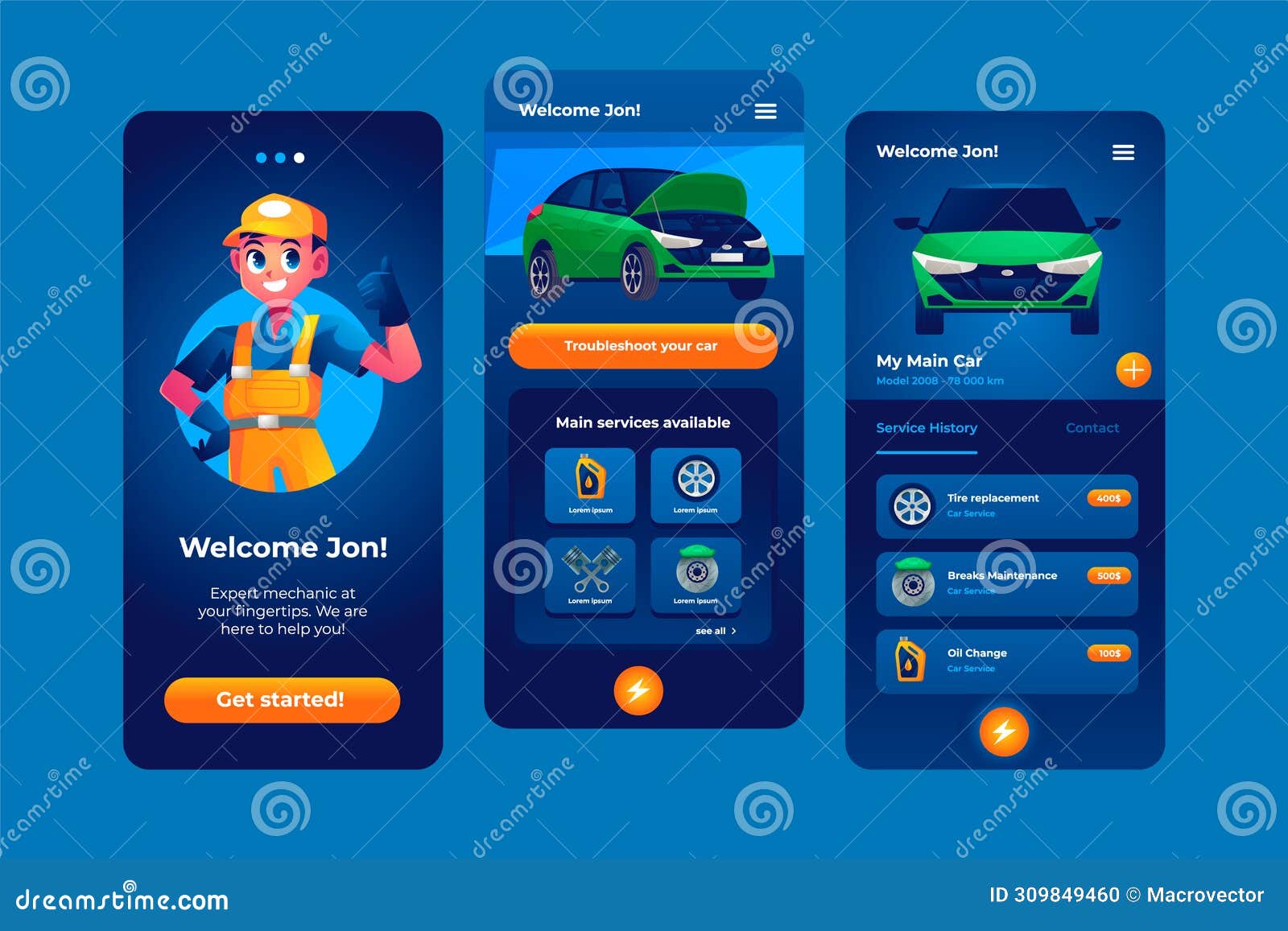 Hand Drawn Car Service Maintenance Composition App Design Stock ...