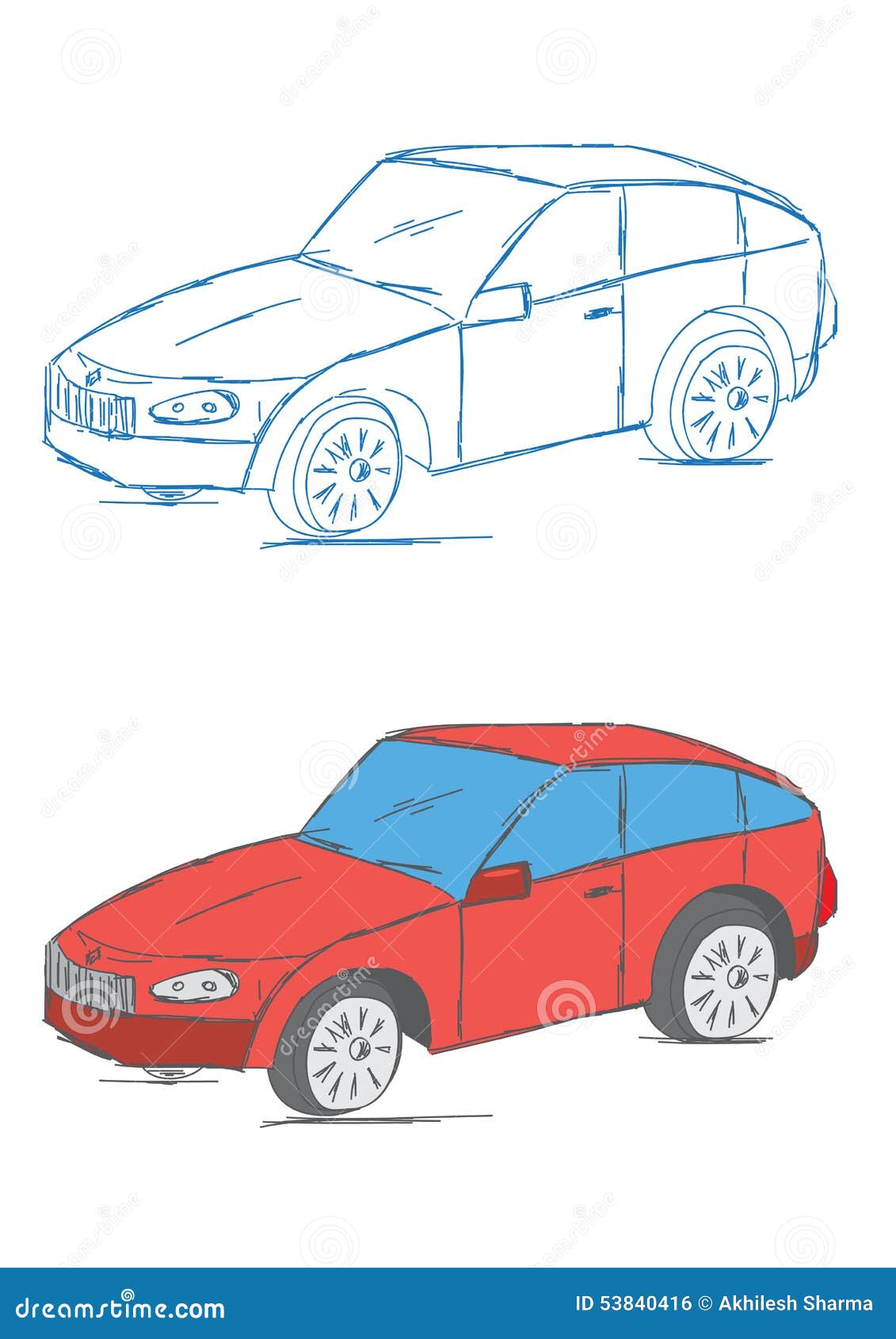 Hand Drawn Car Vehicle Scribble Sketch Vector Illustration Stock Vector ...