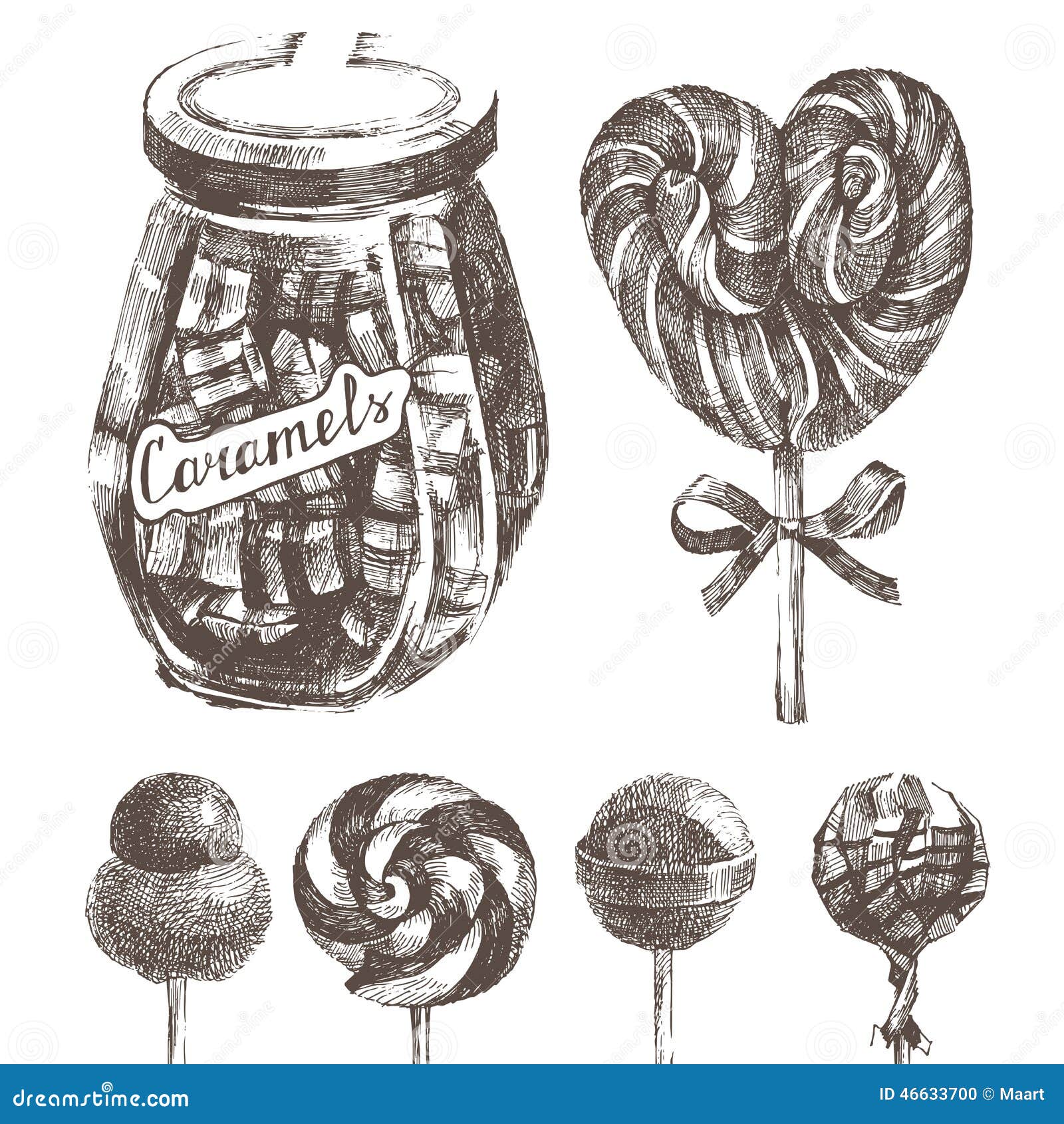 Hand drawn caramels set stock vector. Illustration of spiral - 46633700