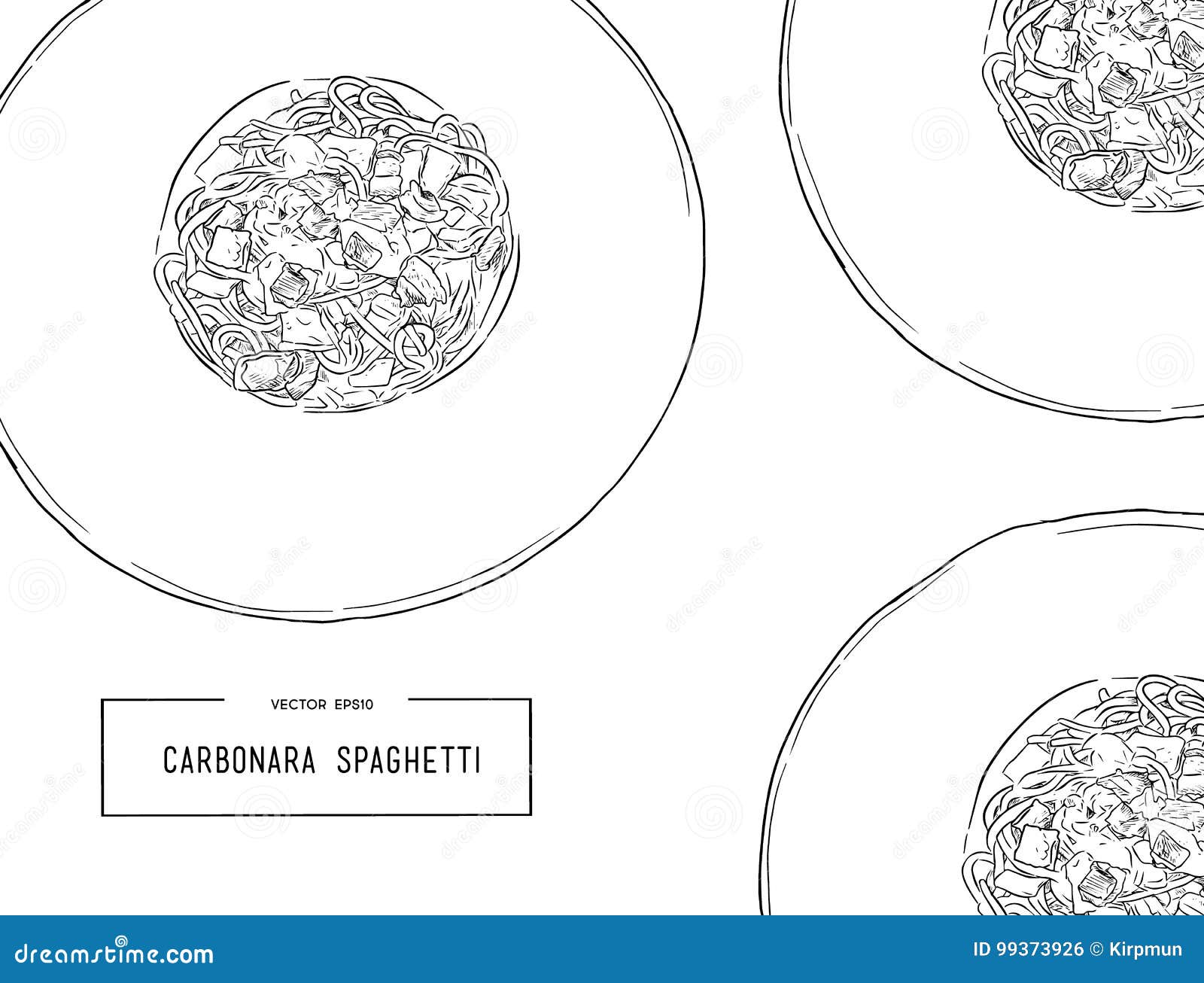 Spaghetti Carbonara Painting By Watercolor Vector Illustration ...