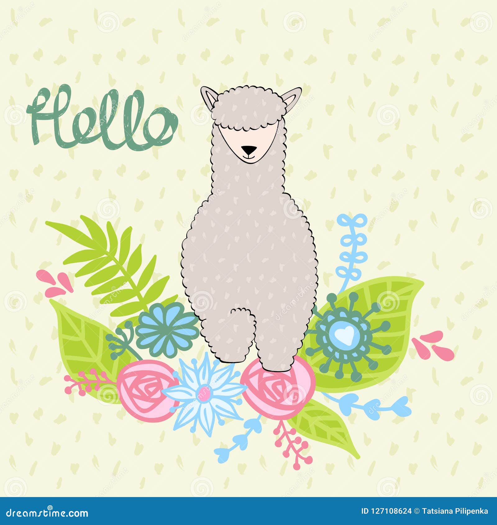 Vector cute llama stock vector. Illustration of drawing - 127108624