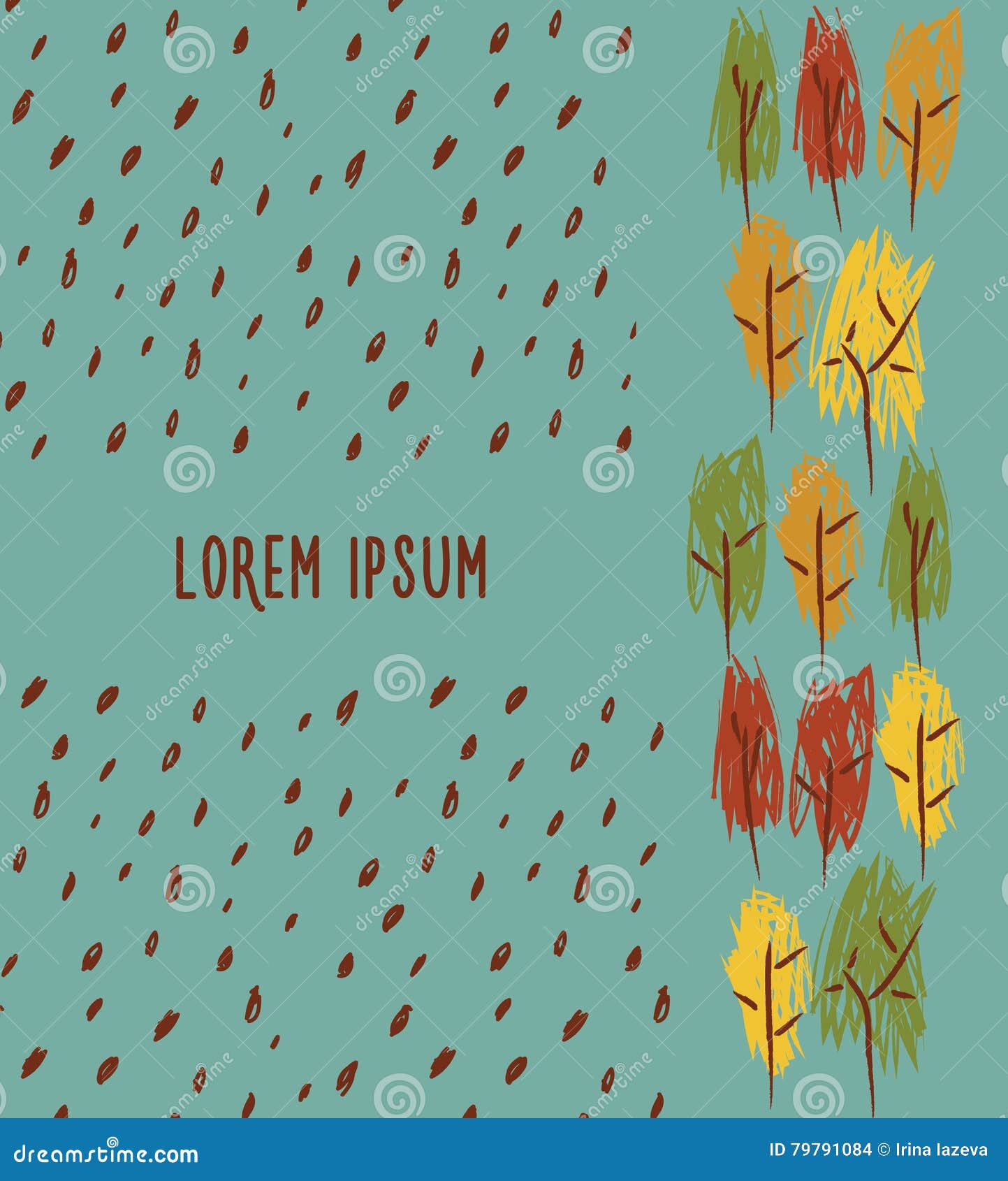 Hand Drawn Card with Trees and Strokes Stock Vector - Illustration of ...