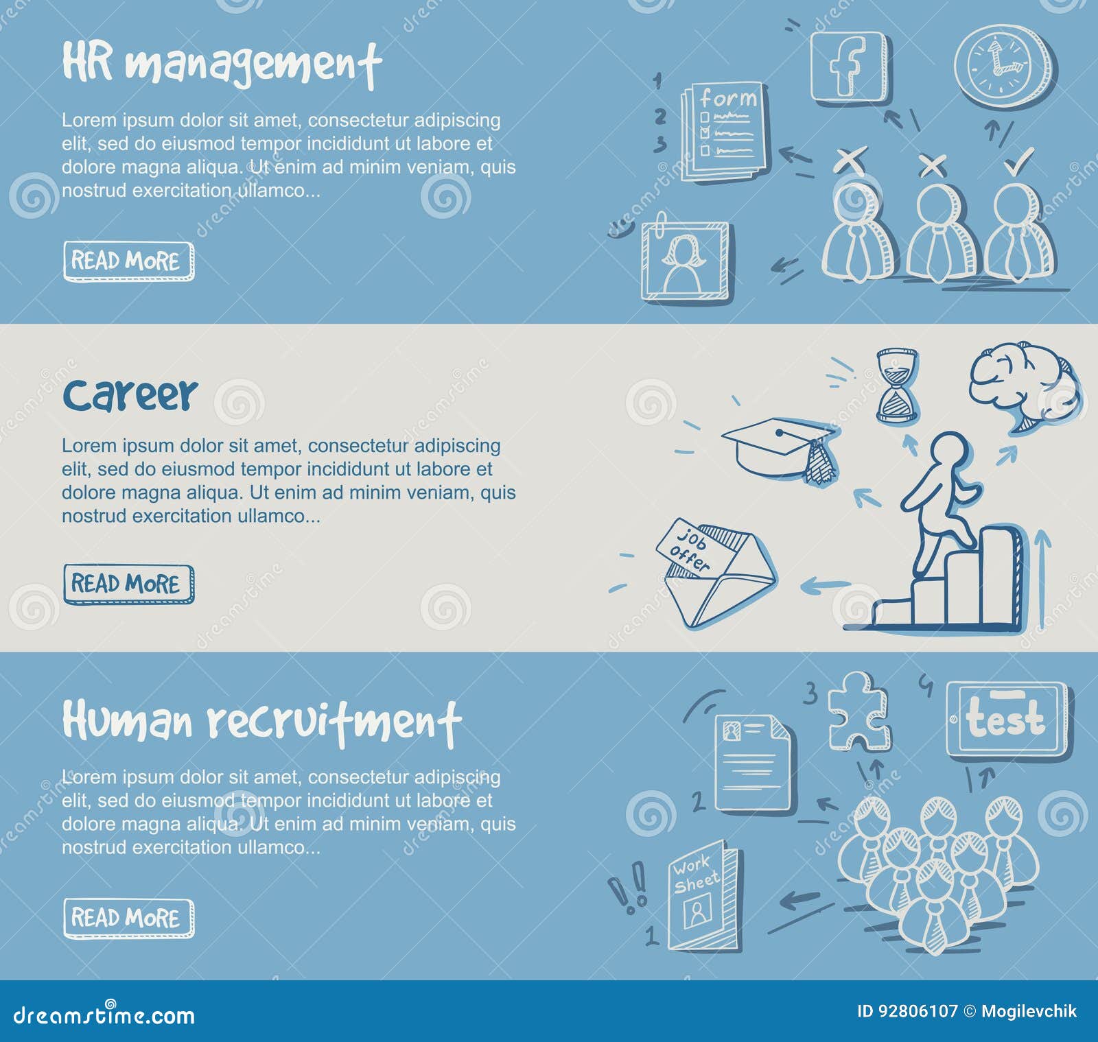 Hand Drawn Career Development Horizontal Banners Stock Vector ...