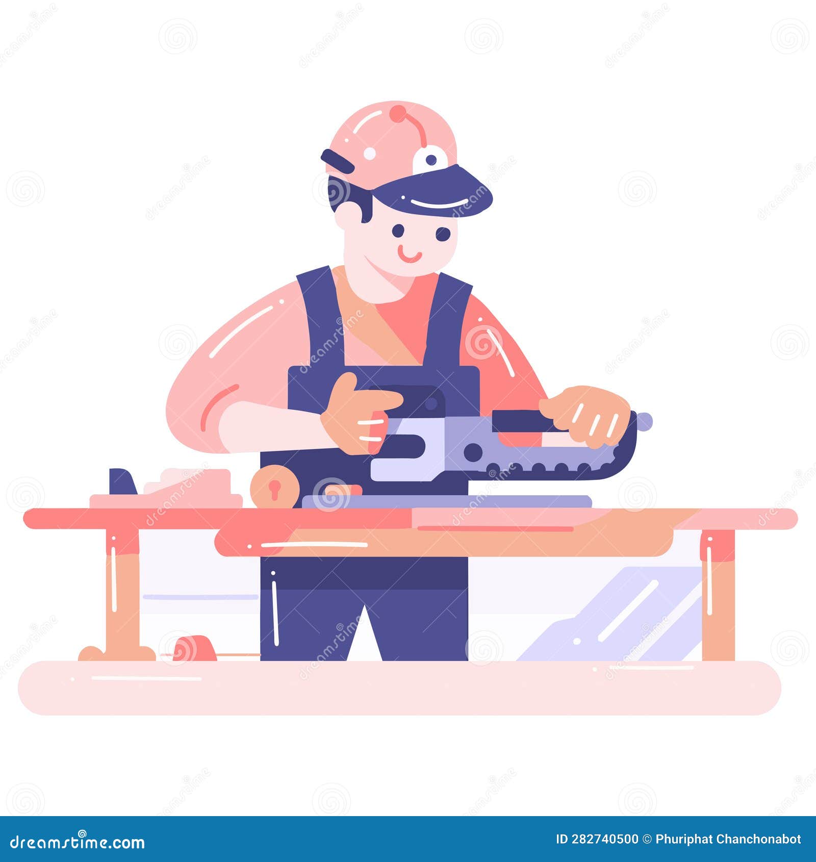 Hand Drawn Carpenter Character in Flat Style Stock Vector ...
