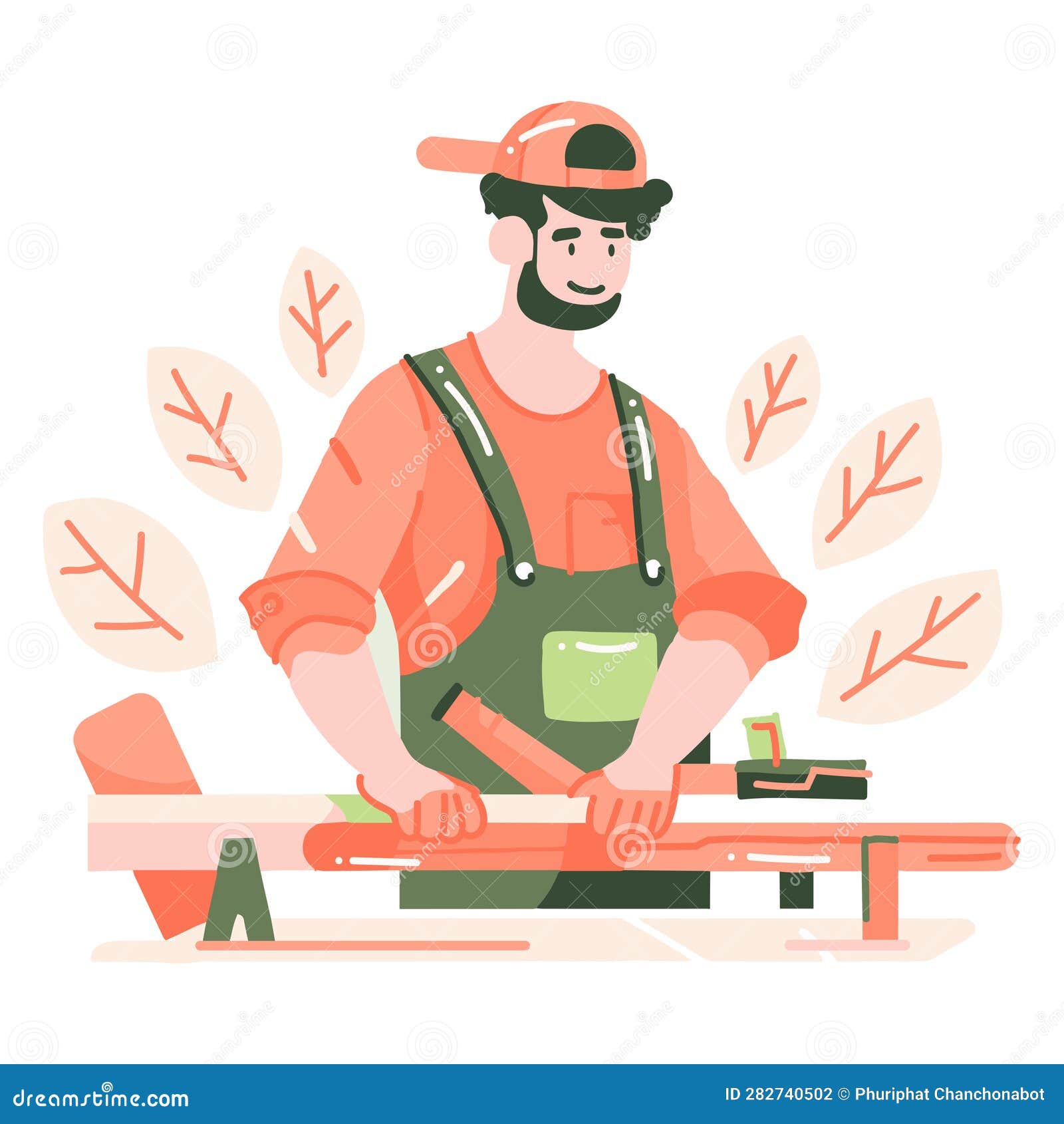 Hand Drawn Carpenter Character in Flat Style Stock Vector ...