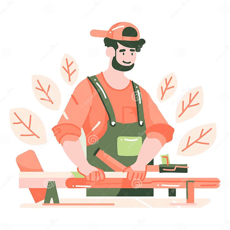 Hand Drawn Carpenter Character in Flat Style Stock Vector ...